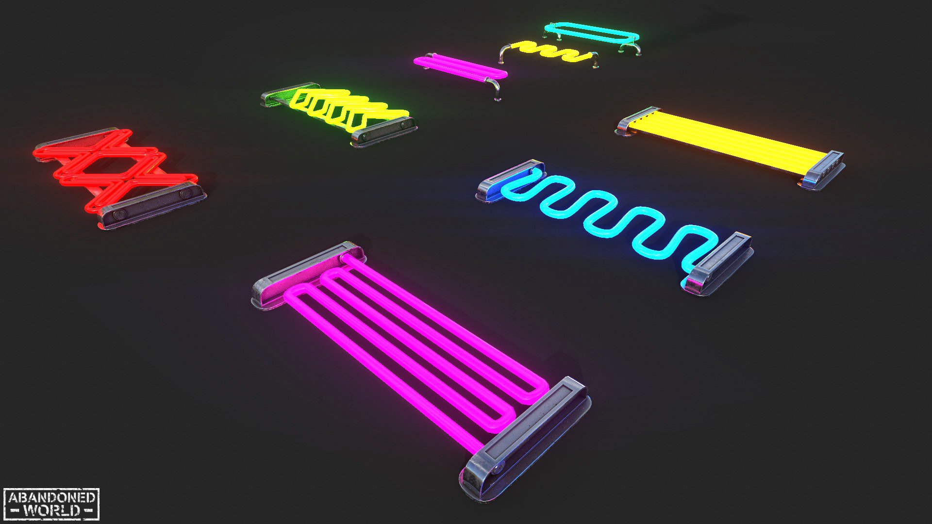 CyberPunk Neon Lamps Set Model - TurboSquid 1871647