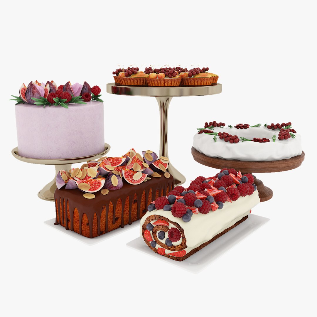 Fruit berry cake collection 3 3D model - TurboSquid 1911324