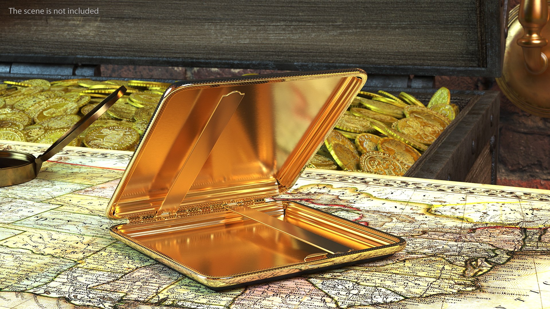 3D Metal Cigarette Case Gold And Black Open - TurboSquid 1940392