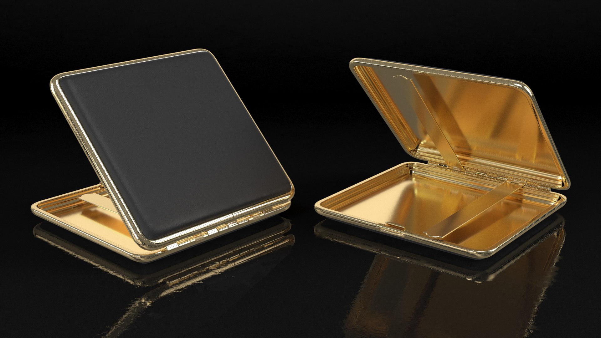 3D Metal Cigarette Case Gold And Black Open - TurboSquid 1940392