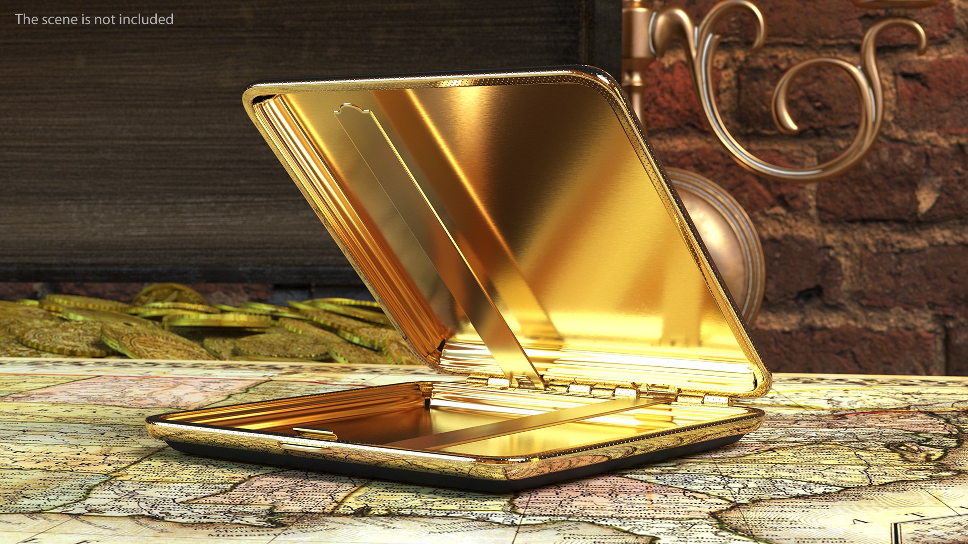 3D Metal Cigarette Case Gold And Black Open - TurboSquid 1940392
