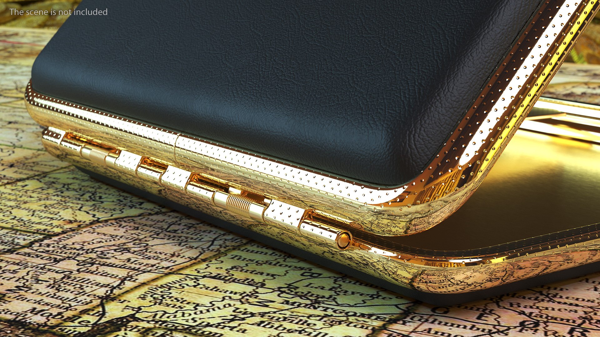 3D Metal Cigarette Case Gold And Black Open - TurboSquid 1940392