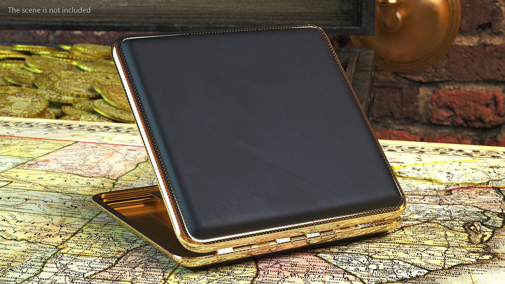 3D Metal Cigarette Case Gold And Black Open - TurboSquid 1940392