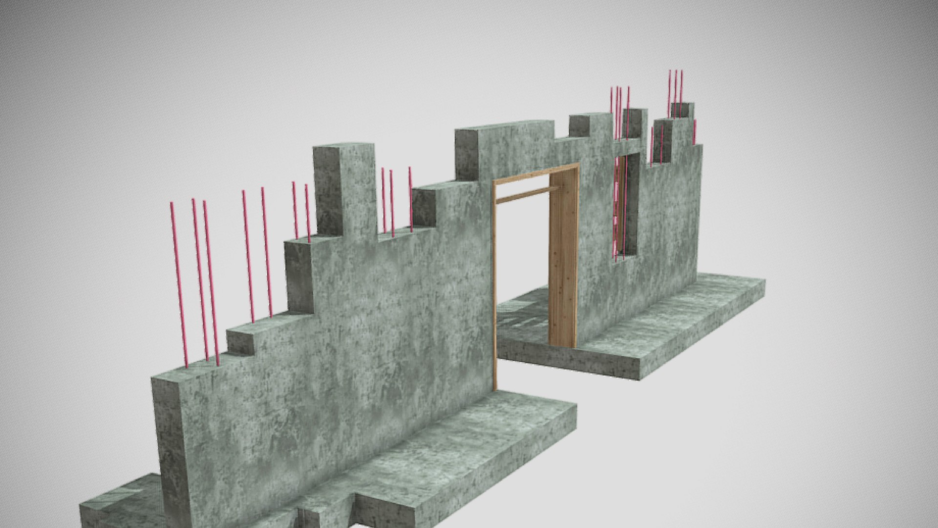3D Concrete Wall 2 In 1 - TurboSquid 2170419