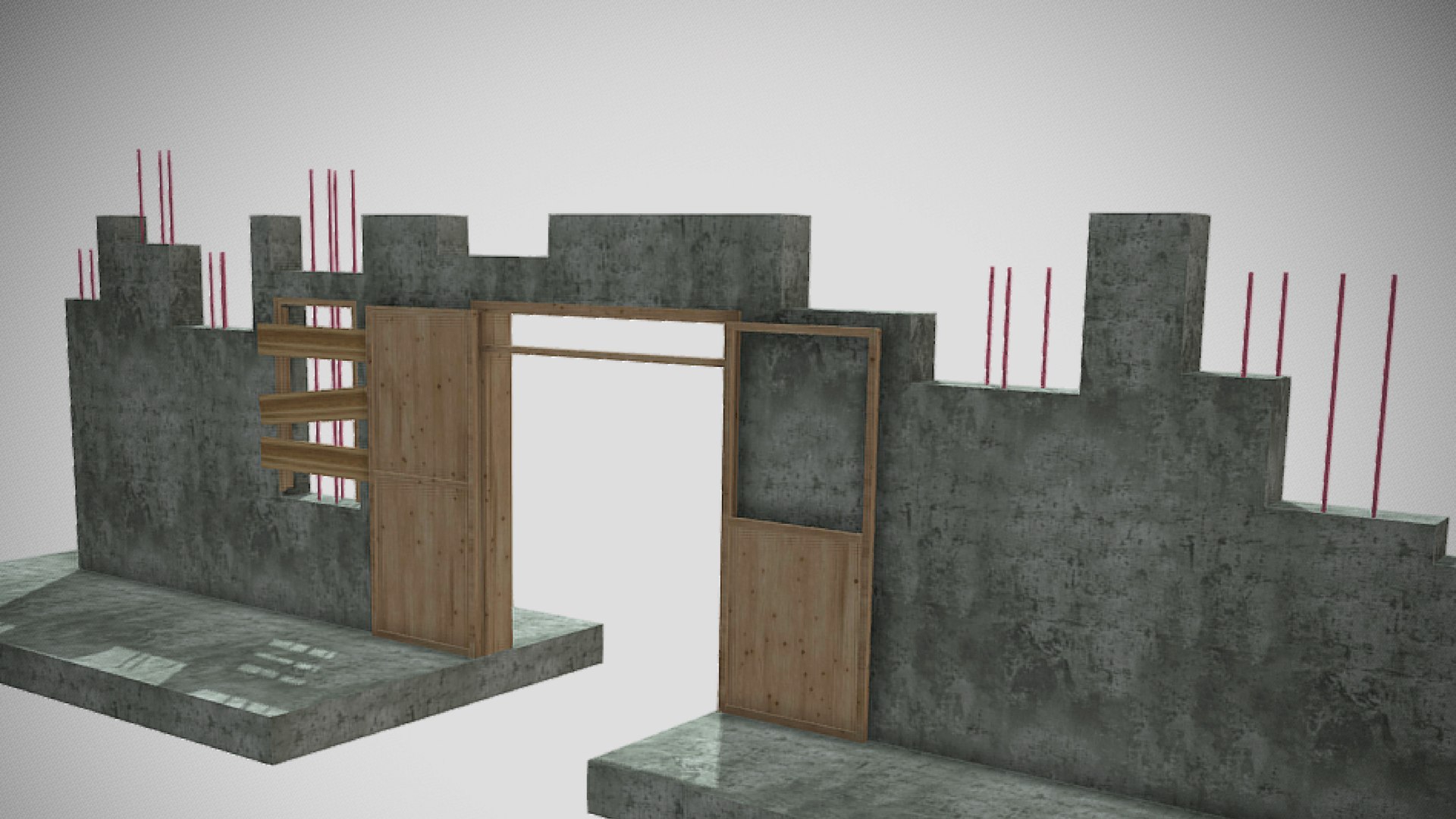 3D Concrete Wall 2 In 1 - TurboSquid 2170419