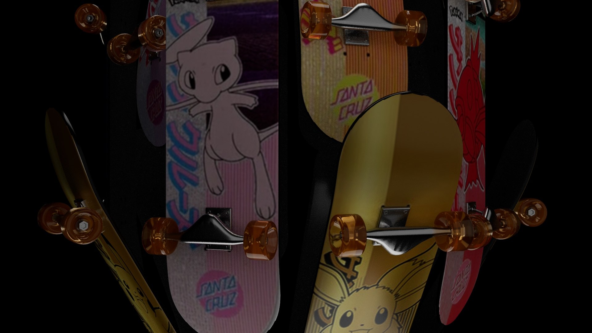 Pokemon X Santa Cruz Official Collaboration Skateboard Decks 3D Model ...