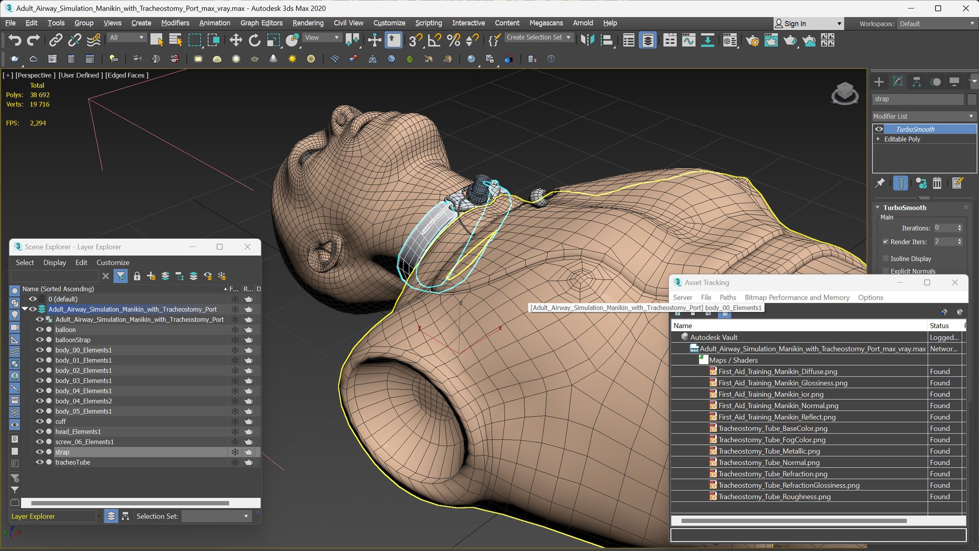 3D Model Adult Airway Simulation Manikin With Tracheostomy Port - TurboSquid 2406188