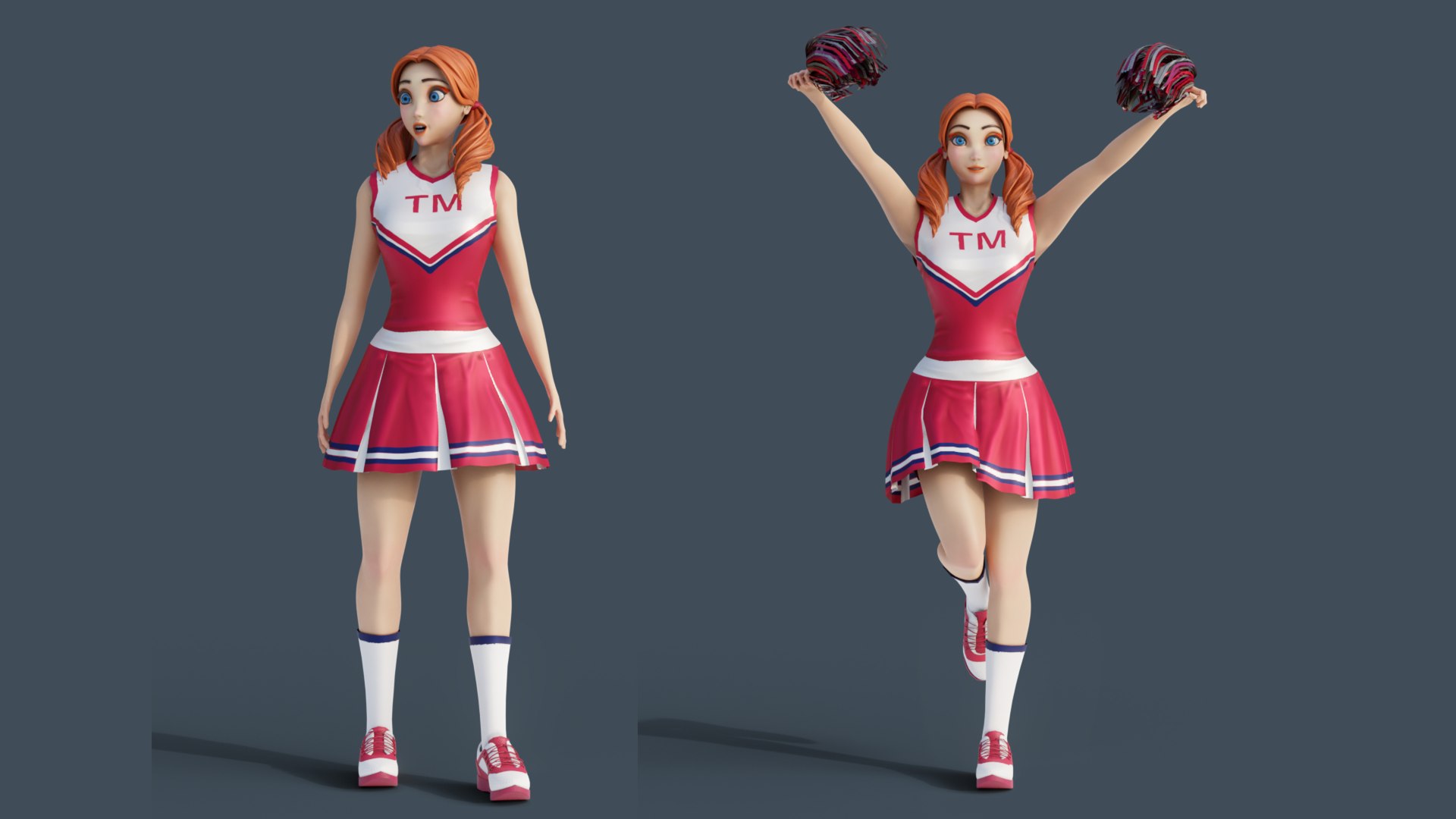 Cartoon Cheerleader Rigged Blender 3D Model - TurboSquid 1872943