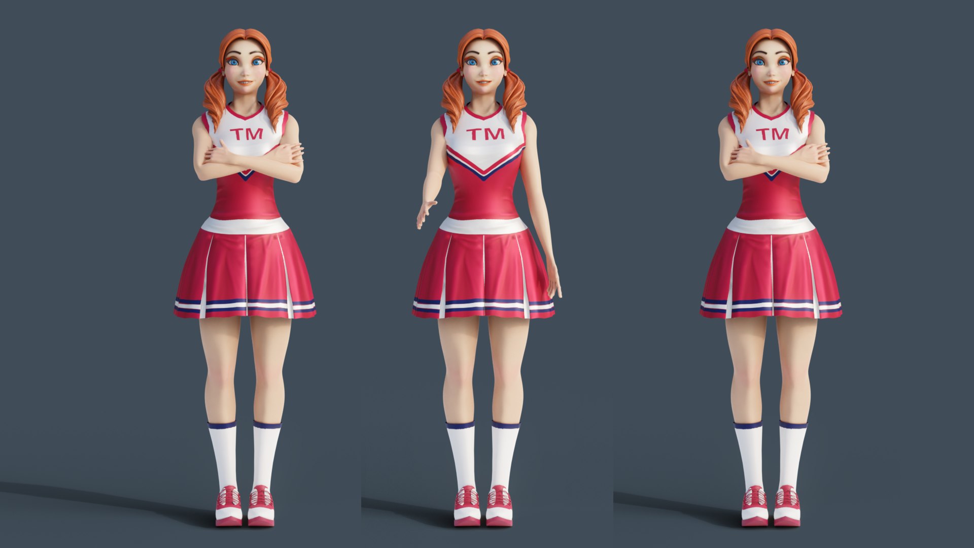 Cartoon Cheerleader Rigged Blender 3D Model - TurboSquid 1872943
