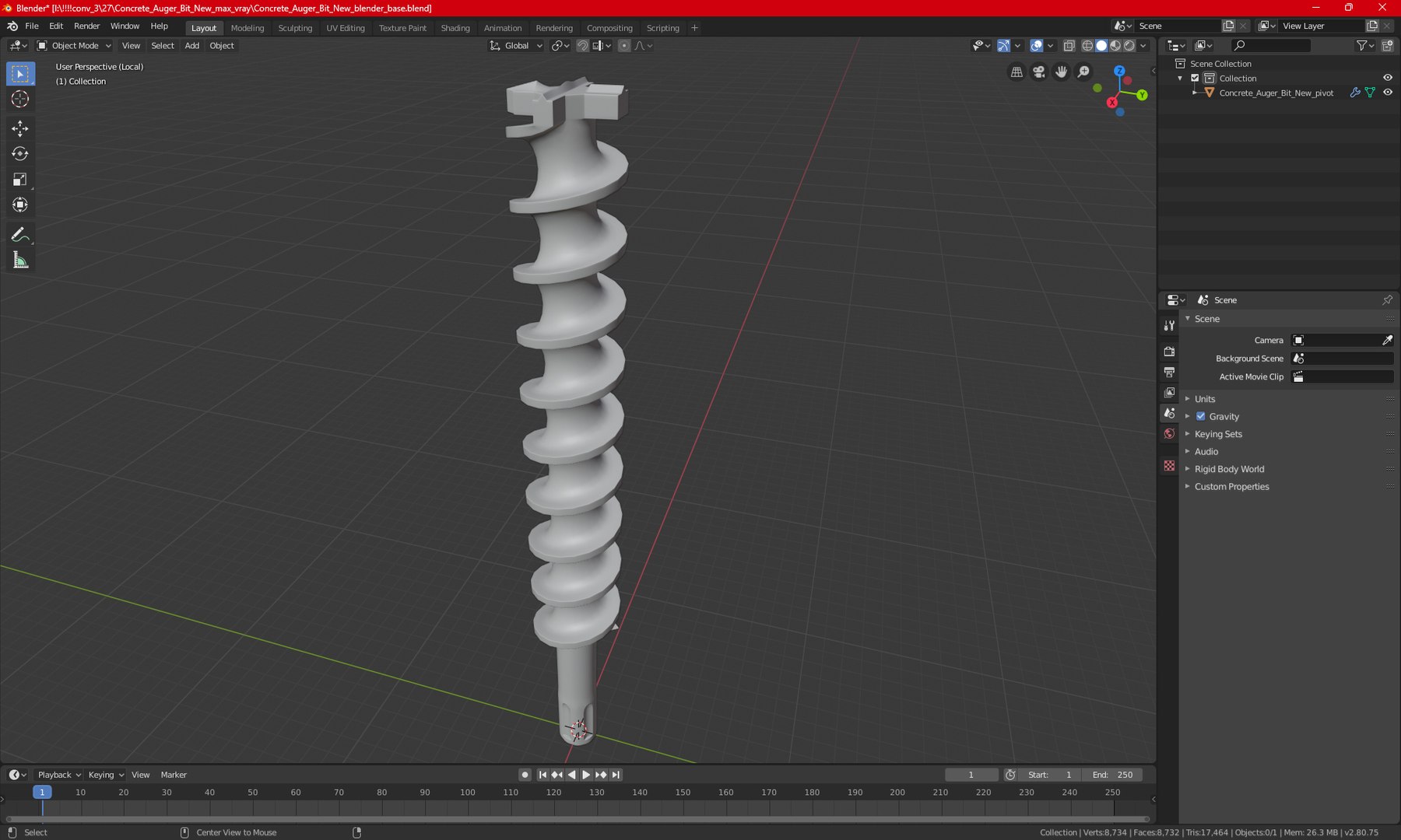 3D Concrete Auger Bit New - TurboSquid 2110820