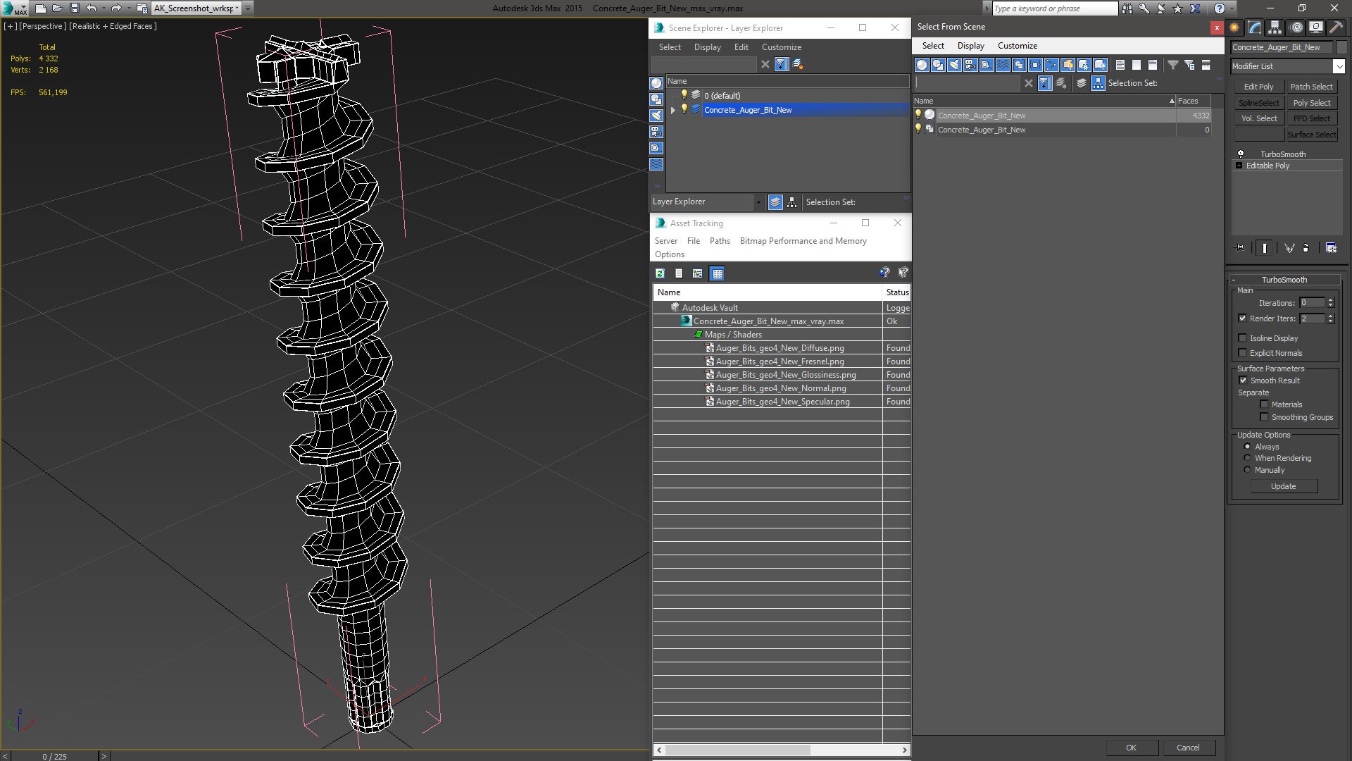3D Concrete Auger Bit New - TurboSquid 2110820