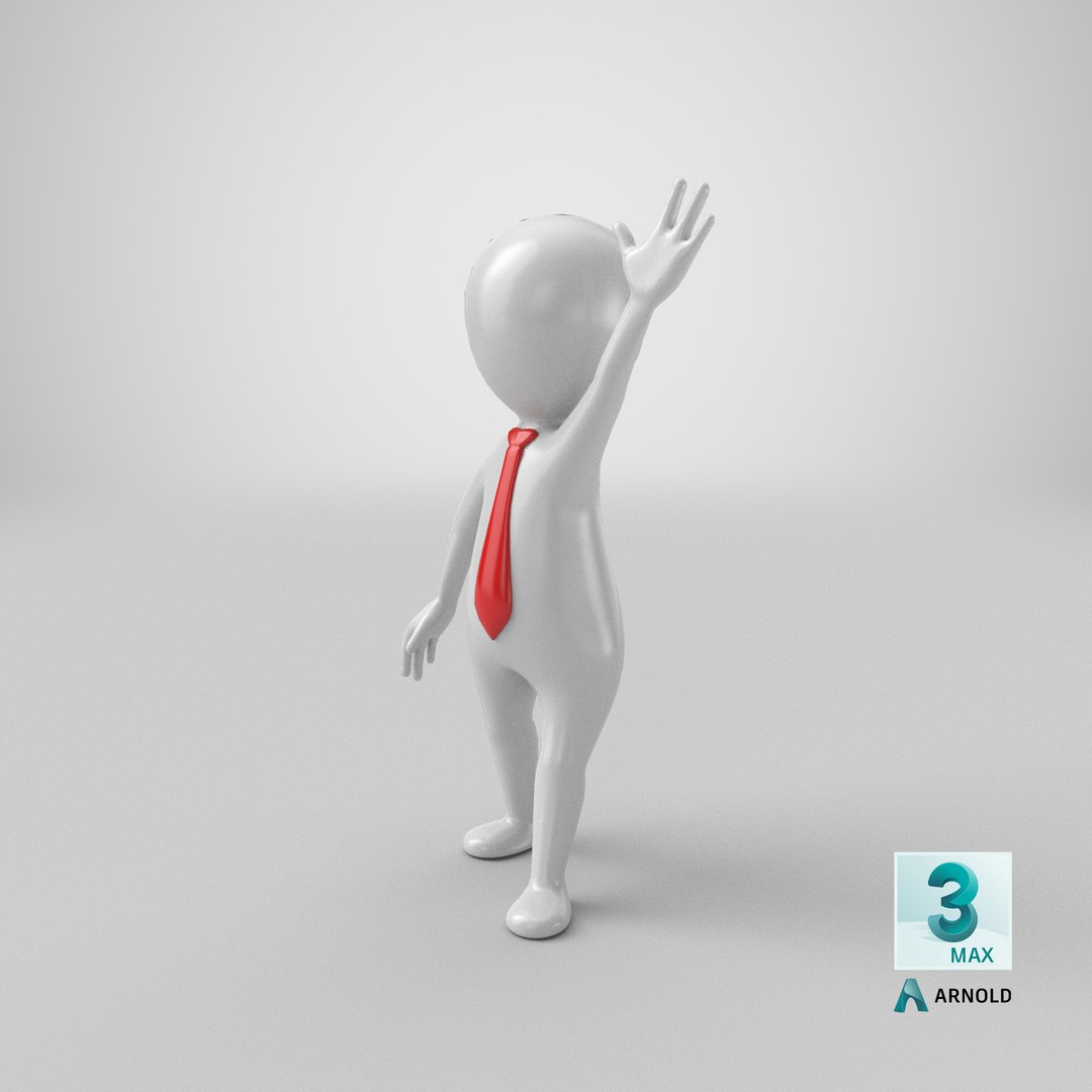 3D model Waving Stickman With Red Tie - TurboSquid 1893588