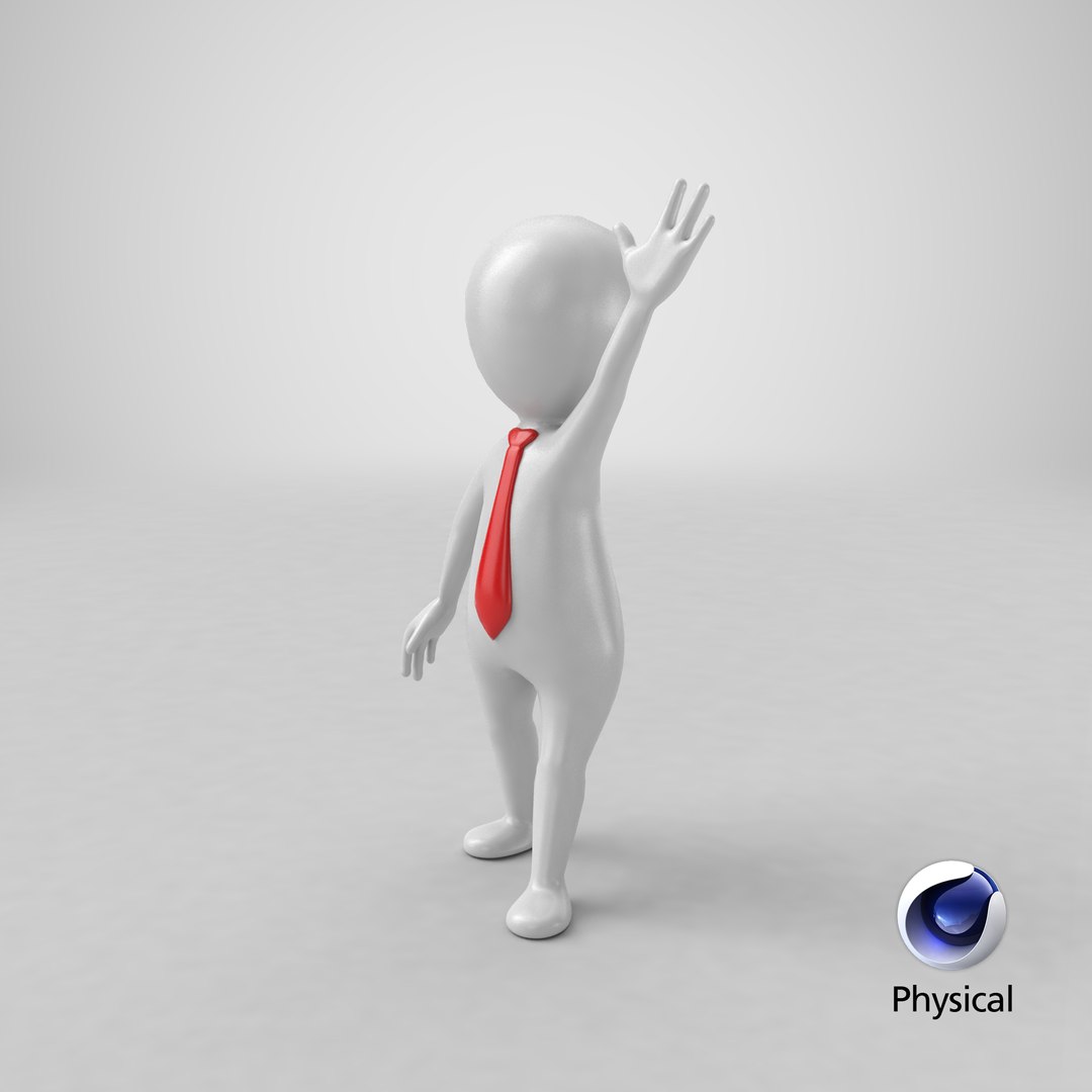 3D model Waving Stickman With Red Tie - TurboSquid 1893588