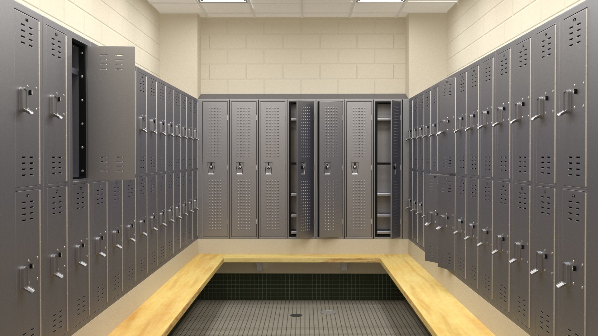 3D Locker Boxes Room Grey - TurboSquid 2230629