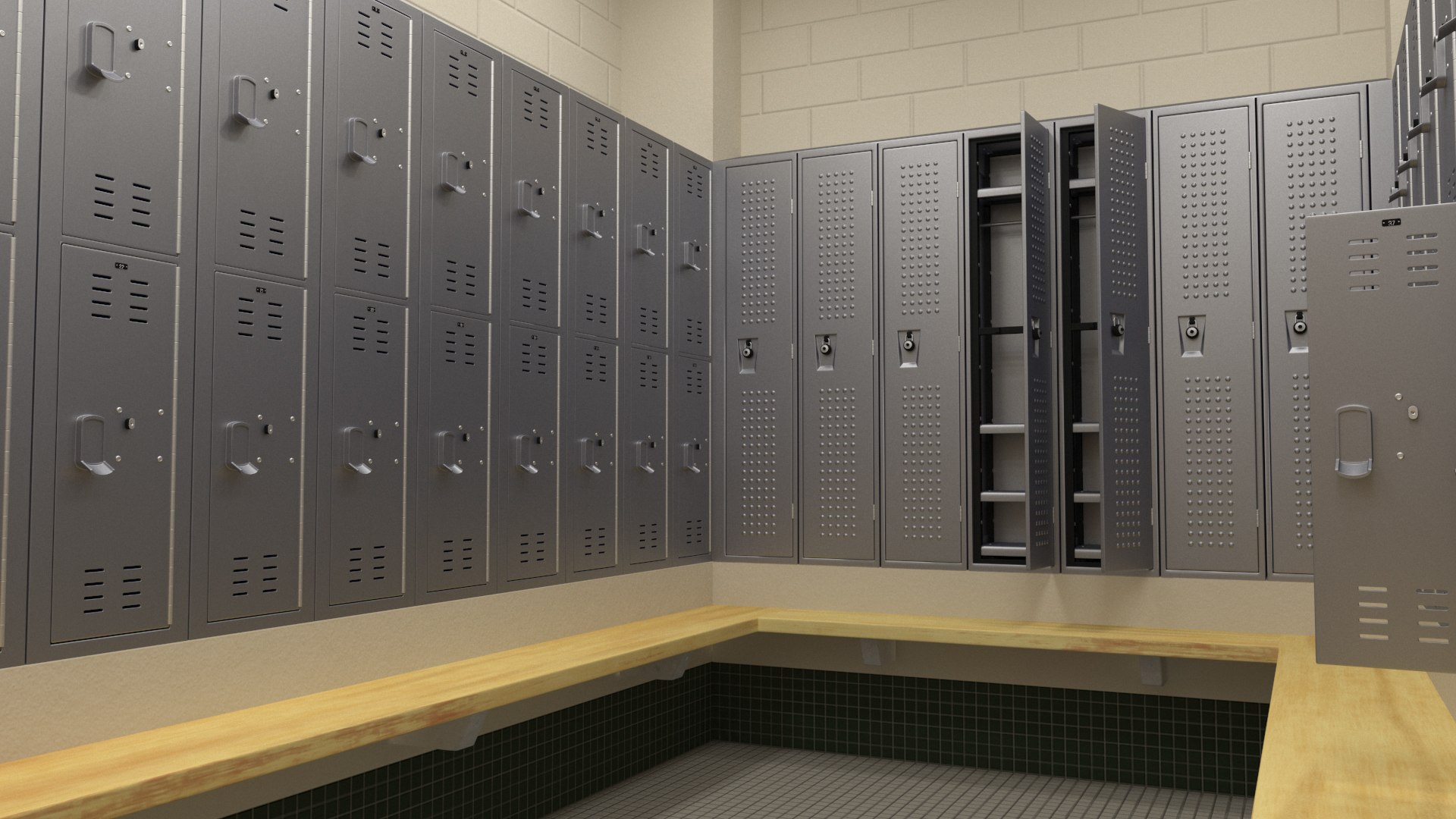 3D Locker Boxes Room Grey - TurboSquid 2230629