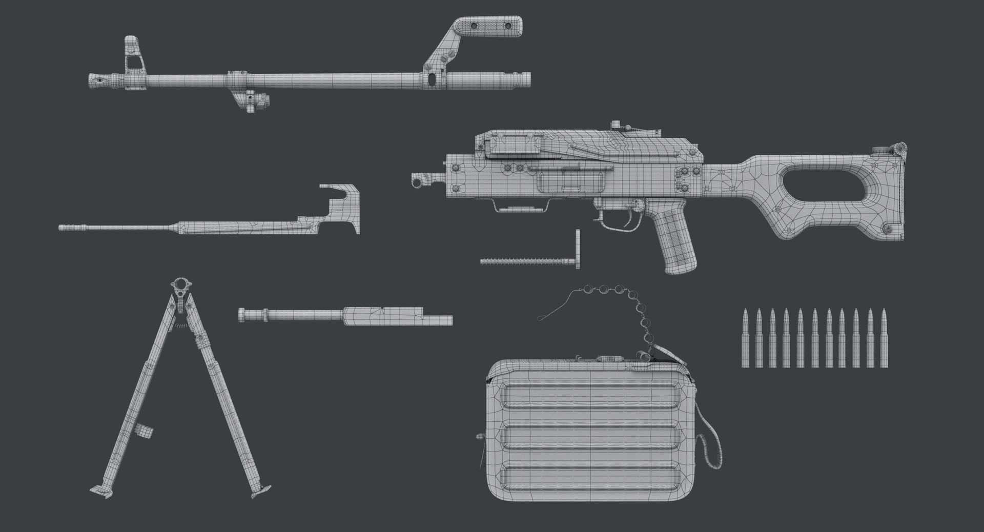 Pkm Machine Gun Model Turbosquid 1249319