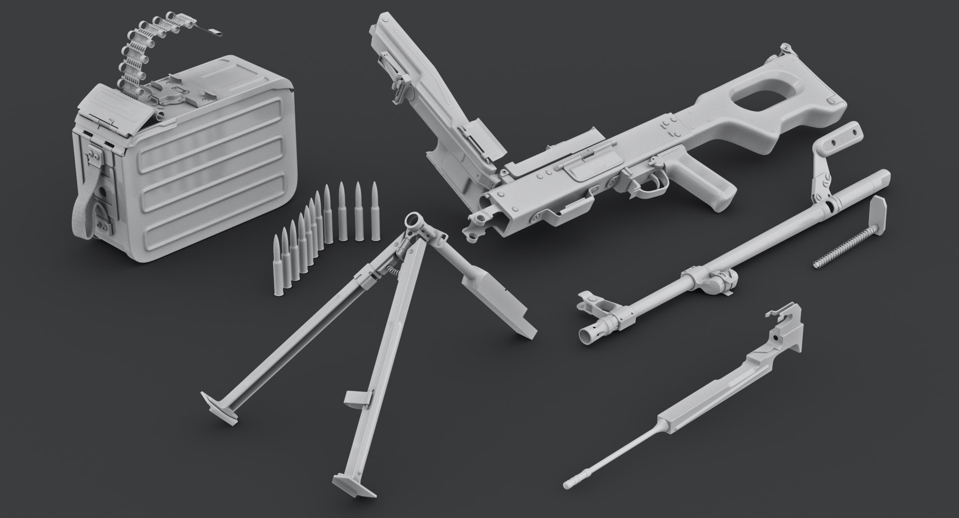 Pkm machine gun model - TurboSquid 1249319