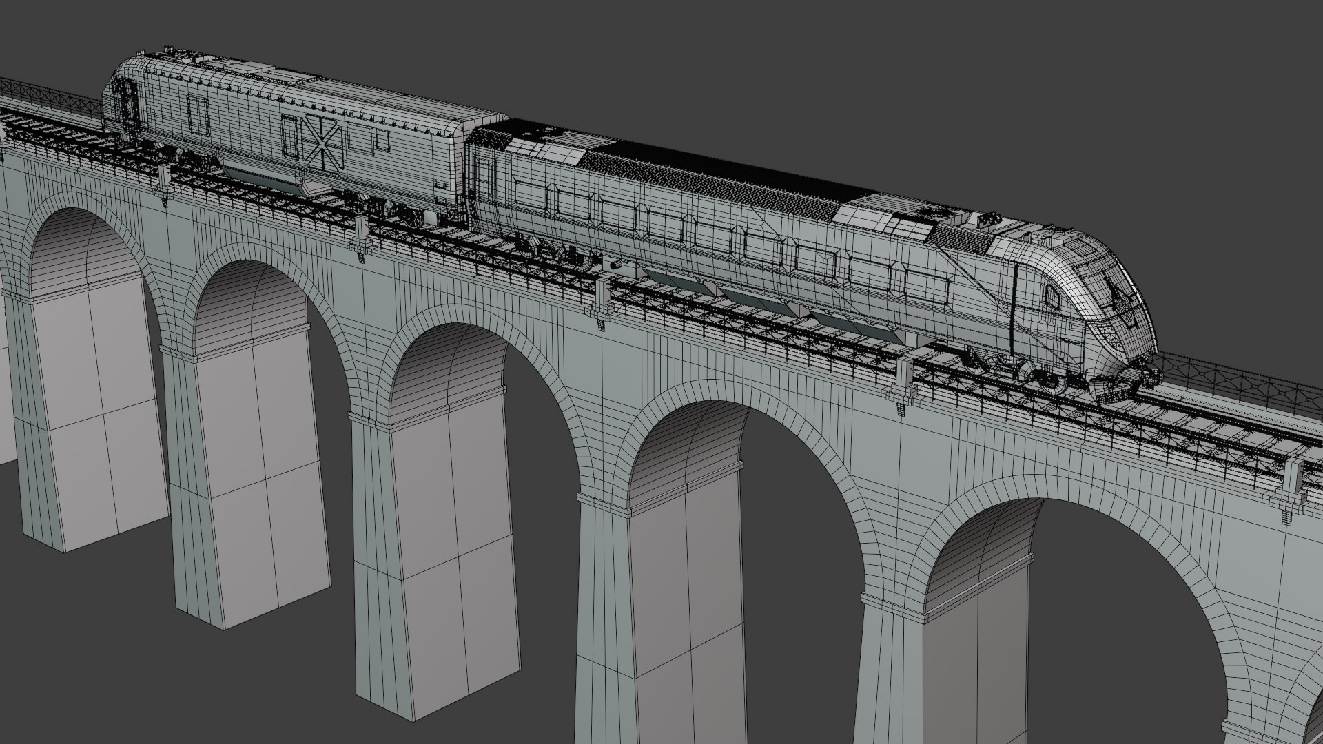 American Train On Viaduct 3D Model - TurboSquid 2296696