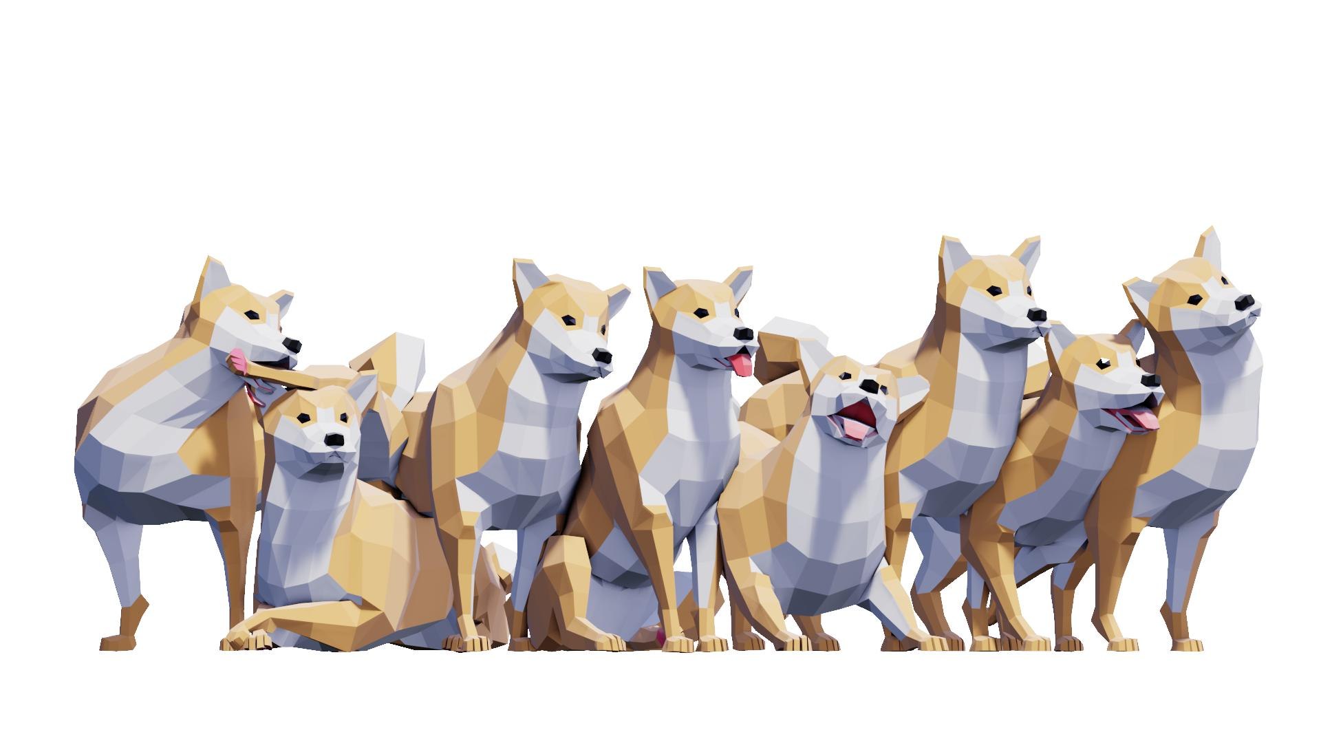 Low Poly Shiba Inu Dog Pack 3D Model - TurboSquid 2184880