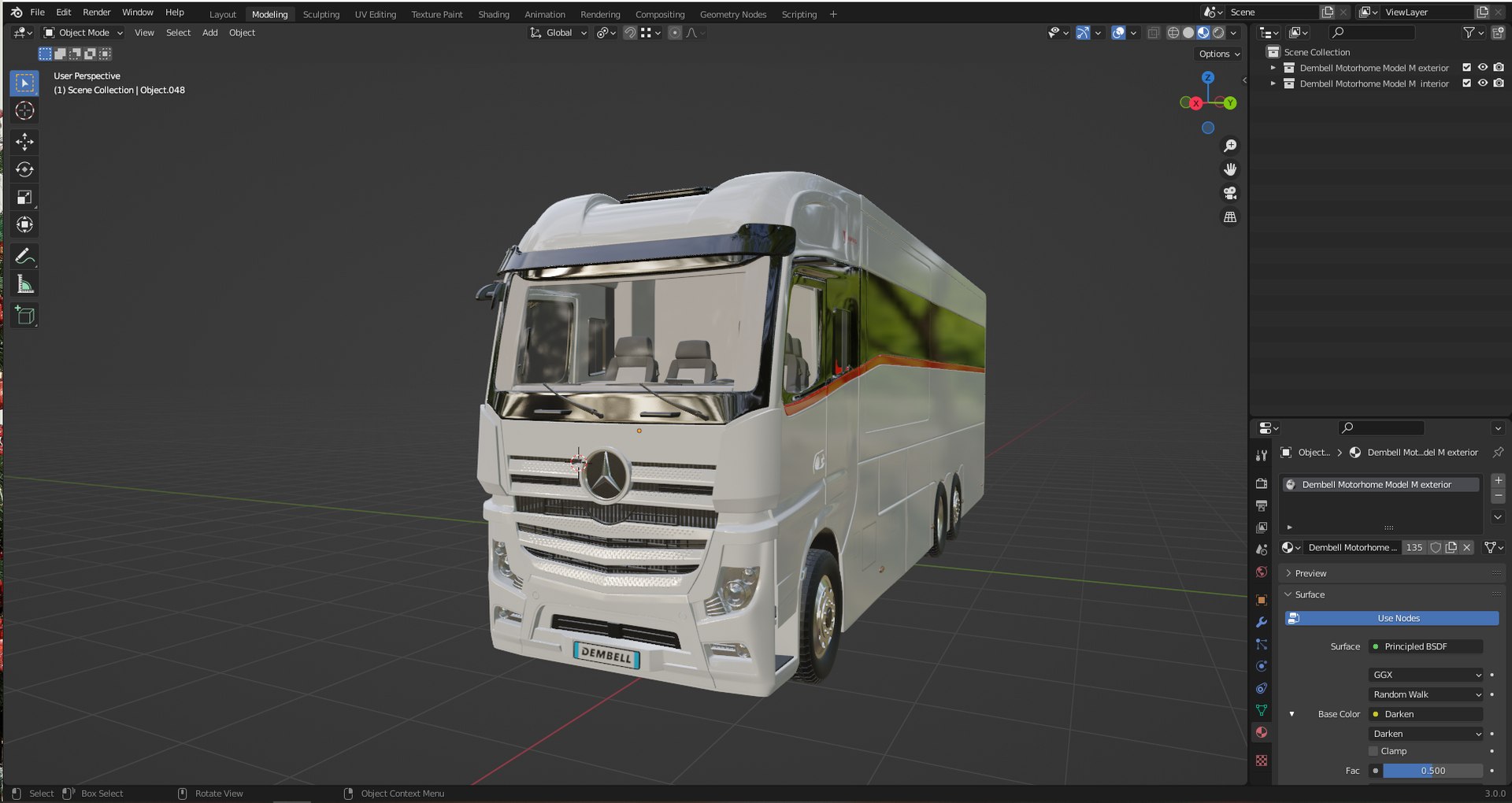 3D Dembell Motorhome Model M White Color Class A Mercedes-Benz Actros ...