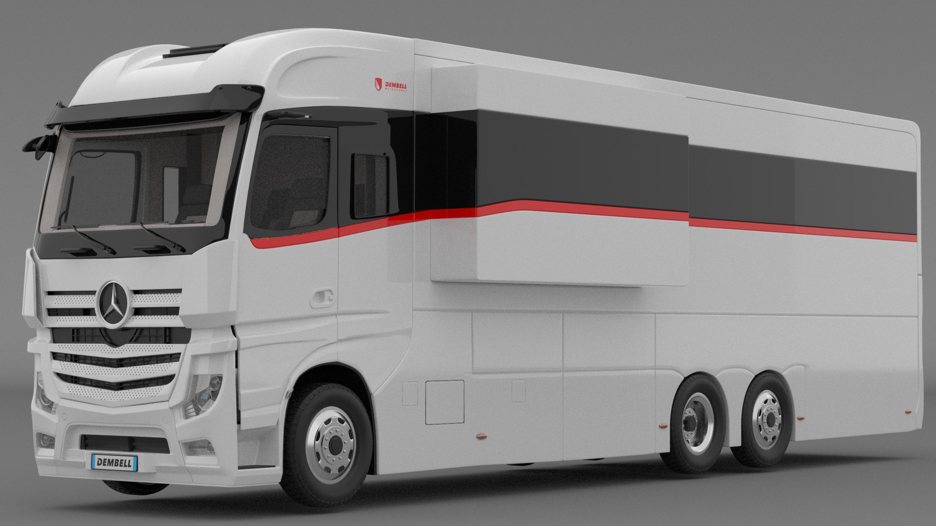 3D Dembell Motorhome Model M White Color Class A Mercedes-Benz Actros ...