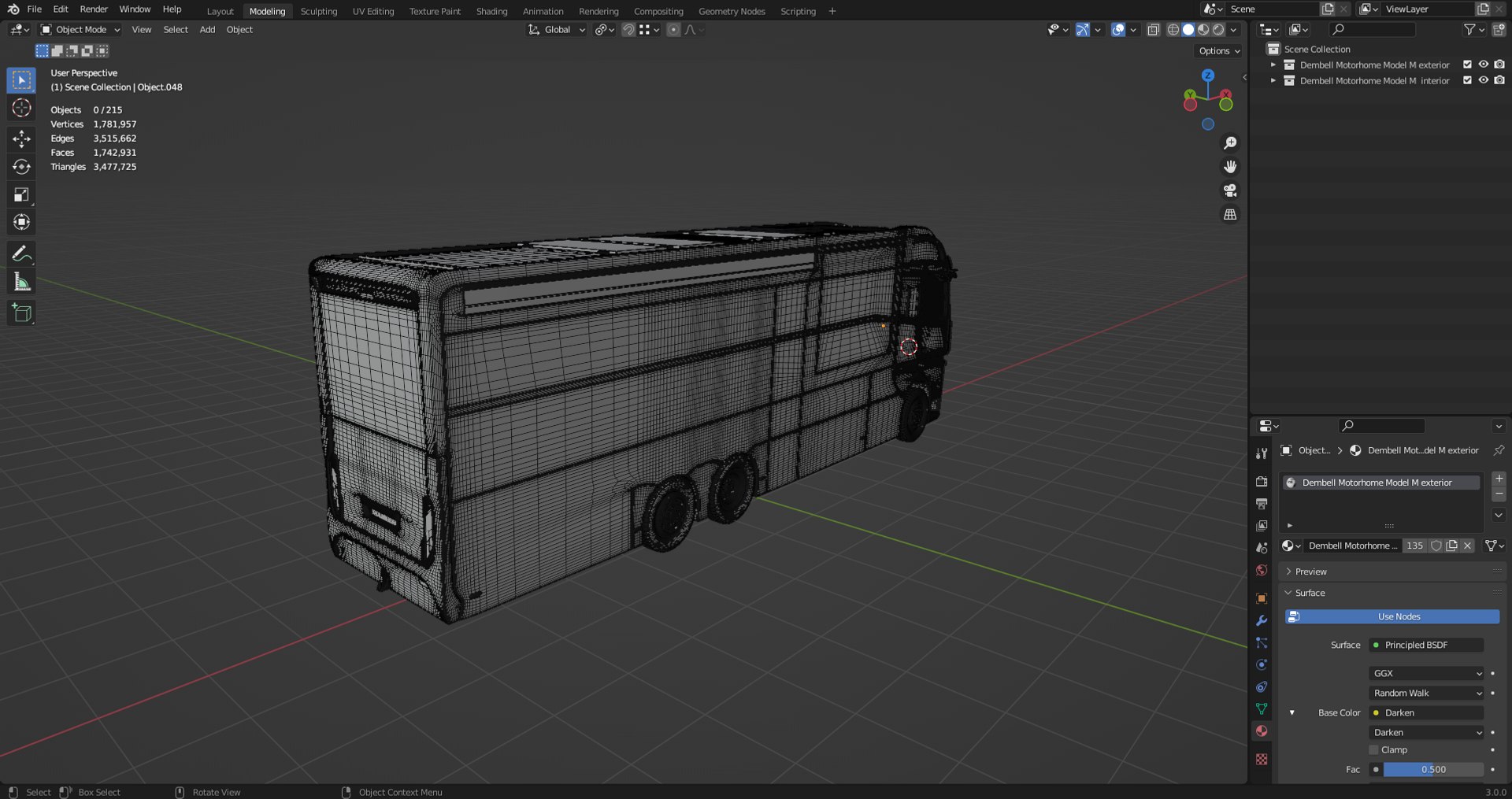 3D Dembell Motorhome Model M White Color Class A Mercedes-Benz Actros ...