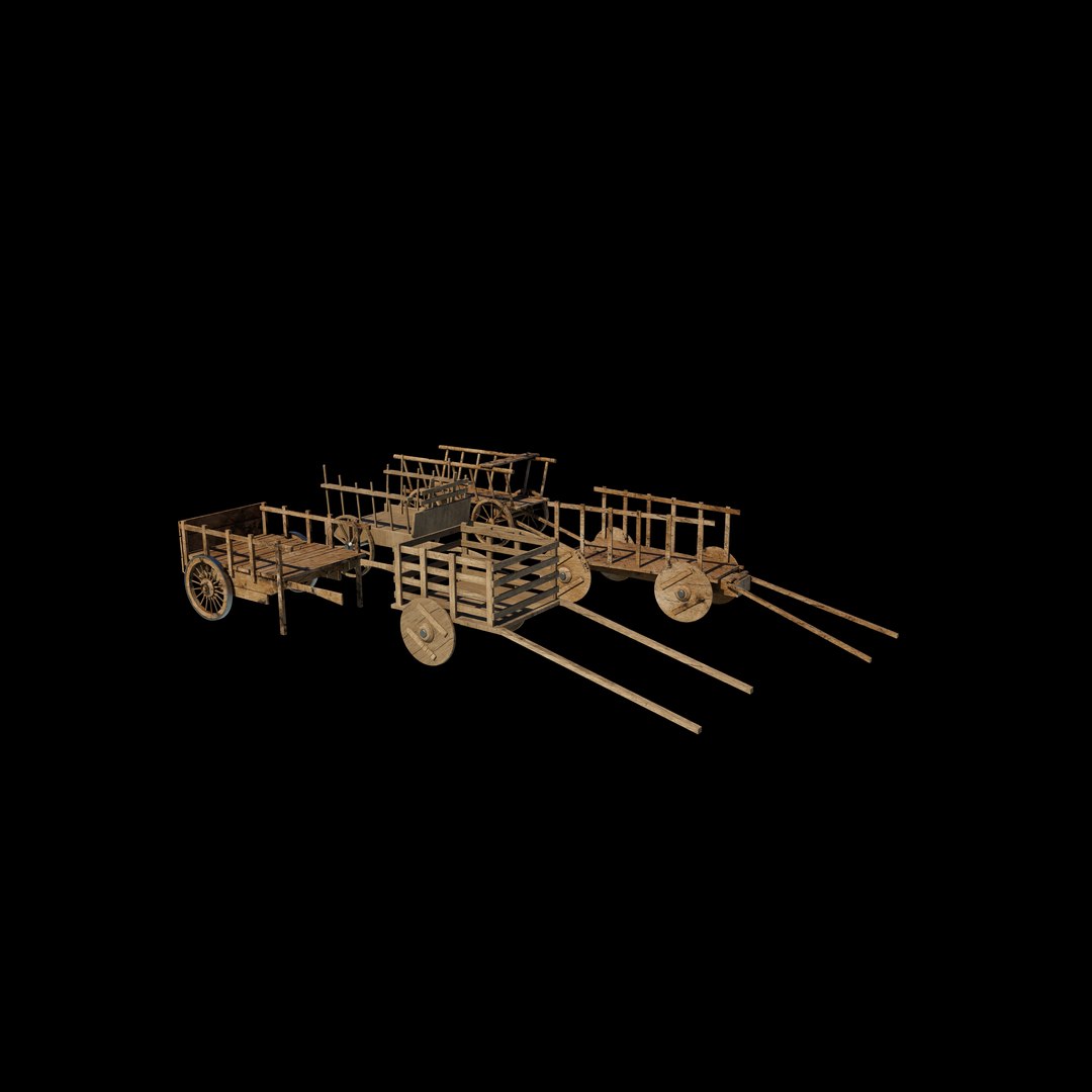 3D Old Wooden Carts 3D Model - TurboSquid 2398913