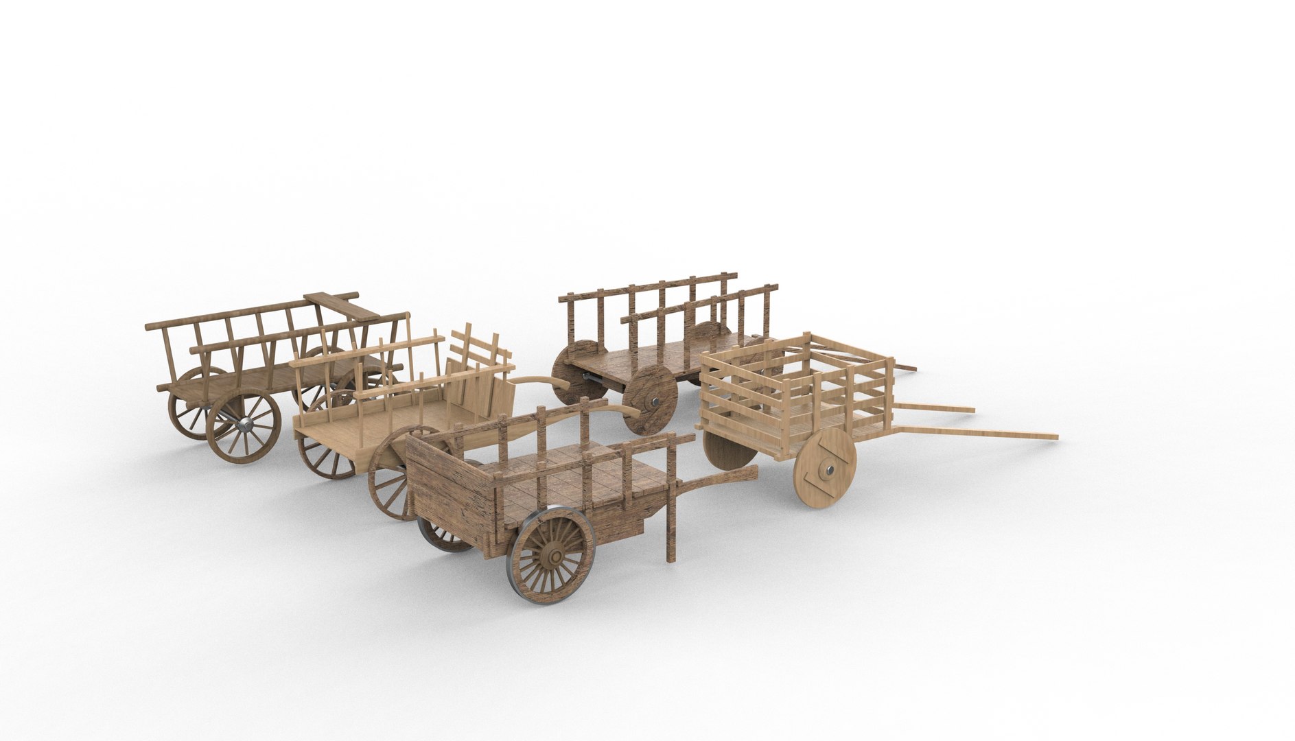 3D Old Wooden Carts 3D Model - TurboSquid 2398913
