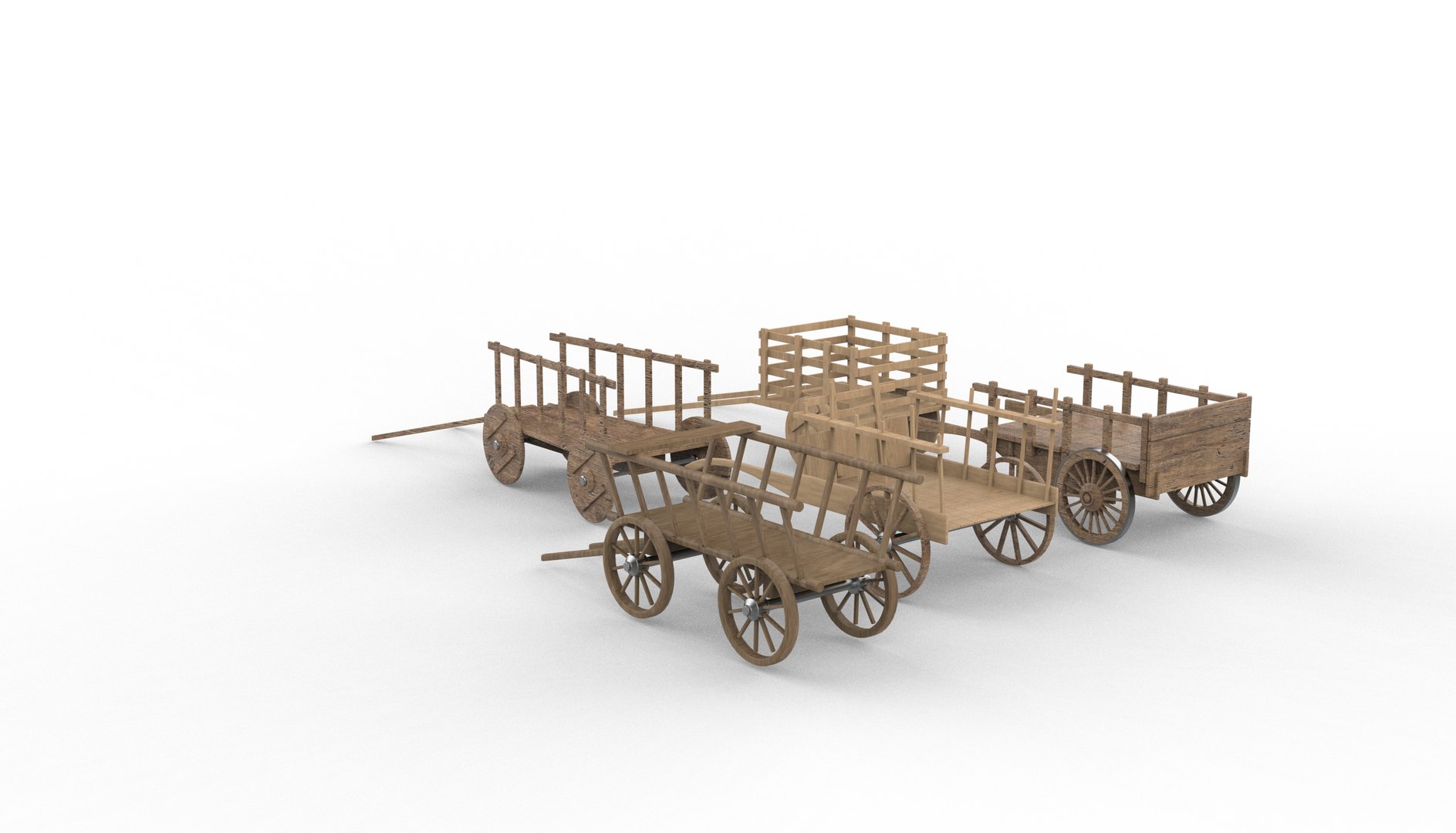 3D Old Wooden Carts 3D Model - TurboSquid 2398913