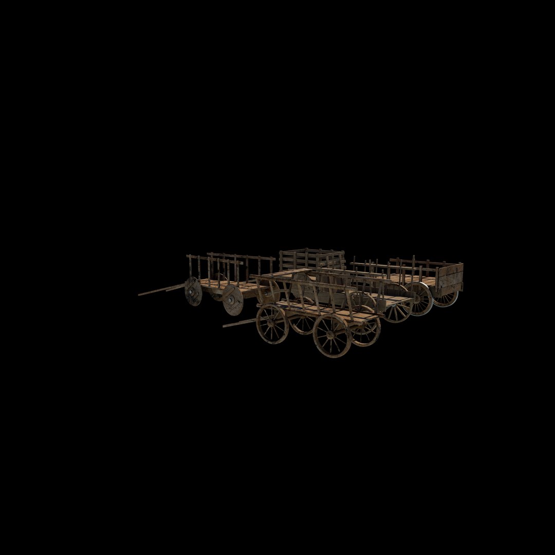 3D Old Wooden Carts 3D Model - TurboSquid 2398913