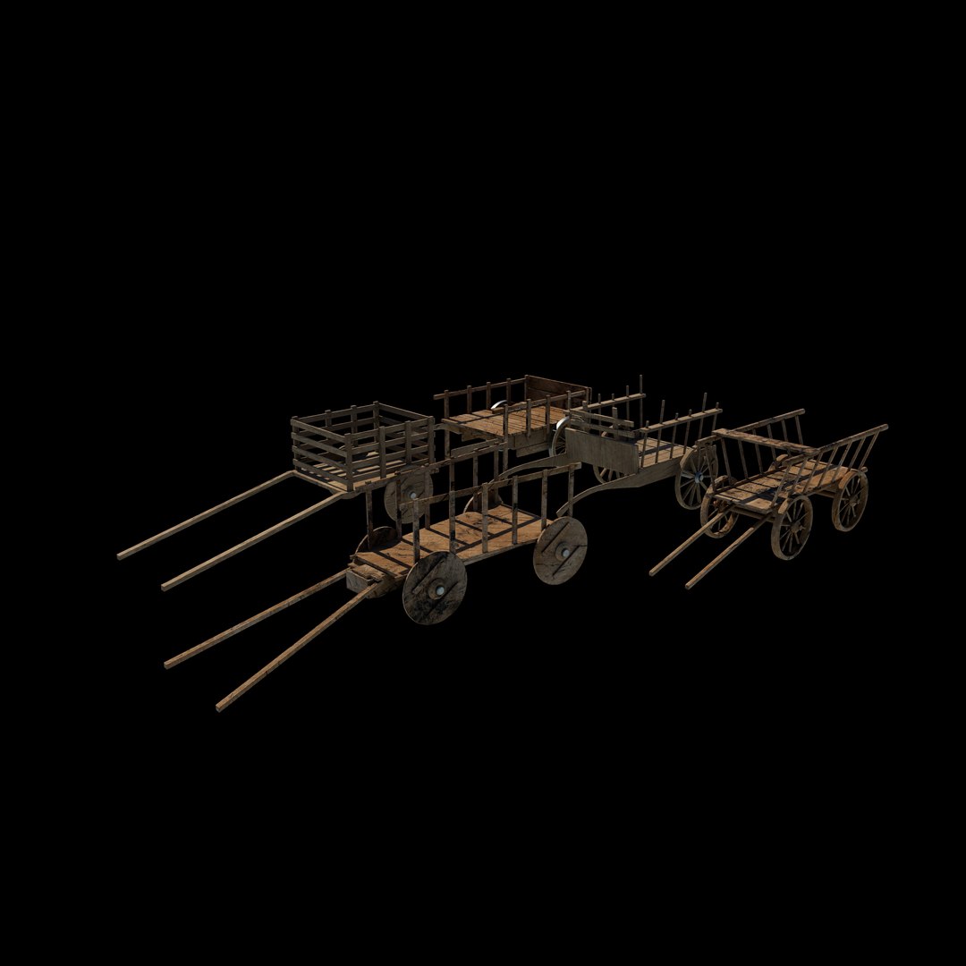 3D Old Wooden Carts 3D Model - TurboSquid 2398913