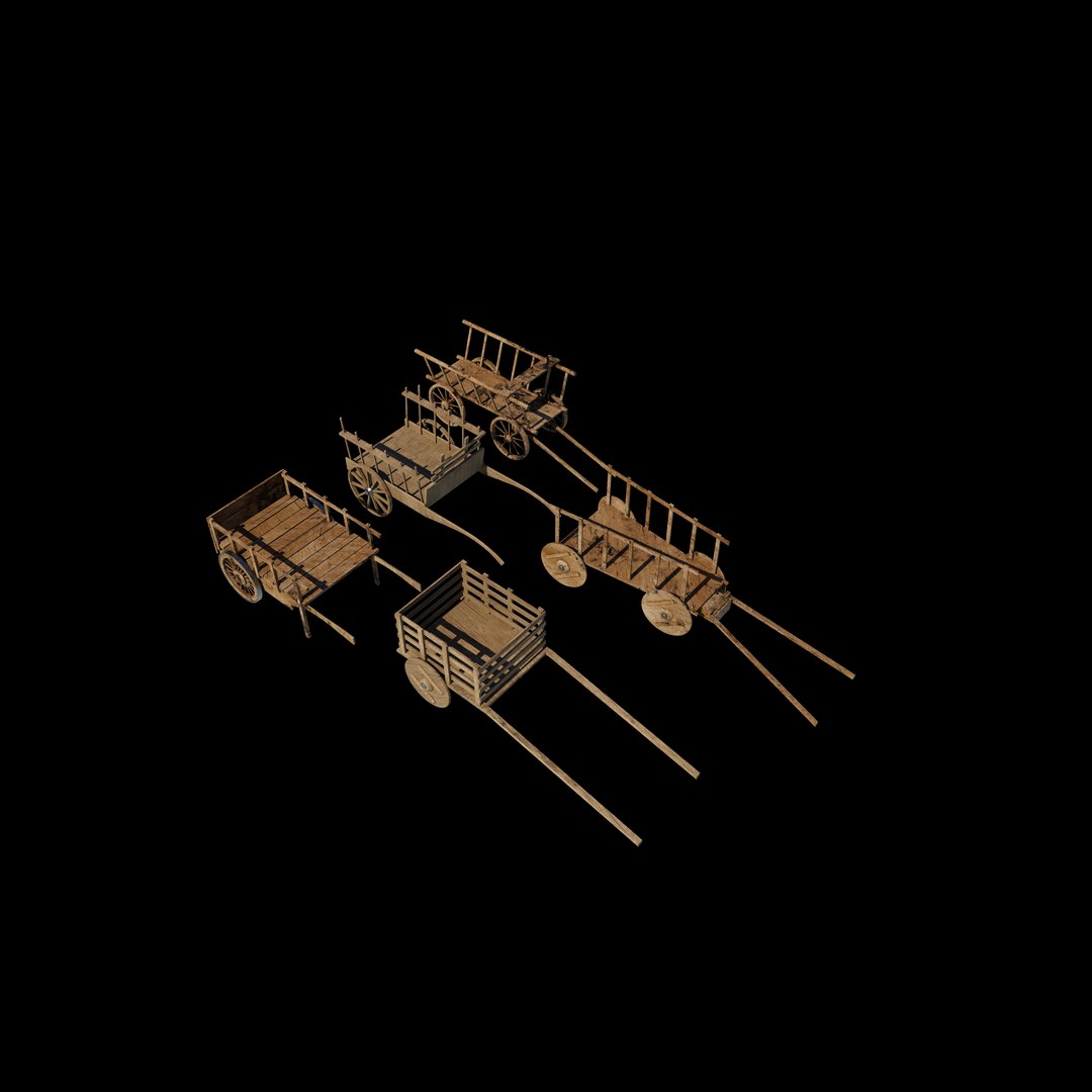 3D Old Wooden Carts 3D Model - TurboSquid 2398913