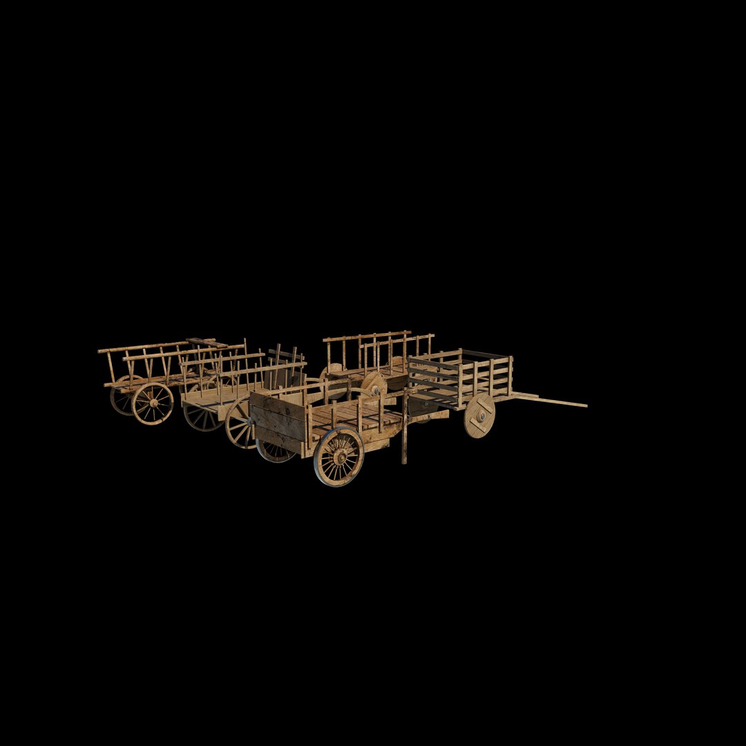 3D Old Wooden Carts 3D Model - TurboSquid 2398913