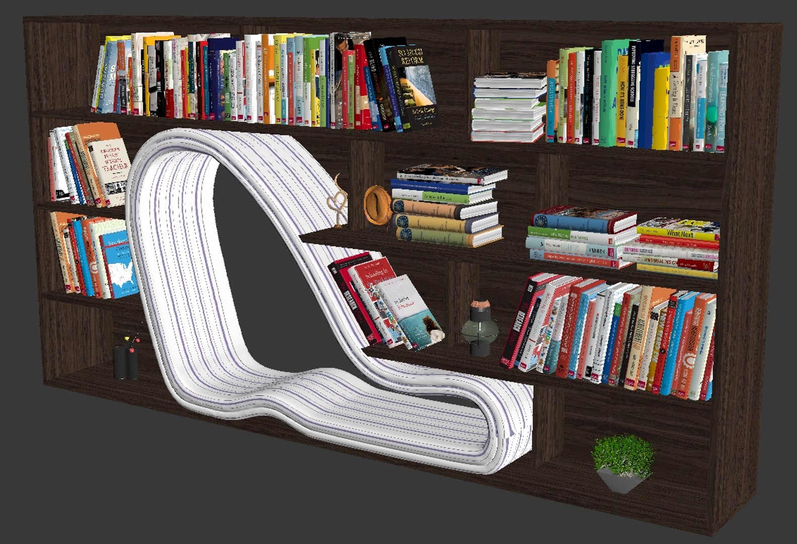 3d Model Bookshelf 28 Books
