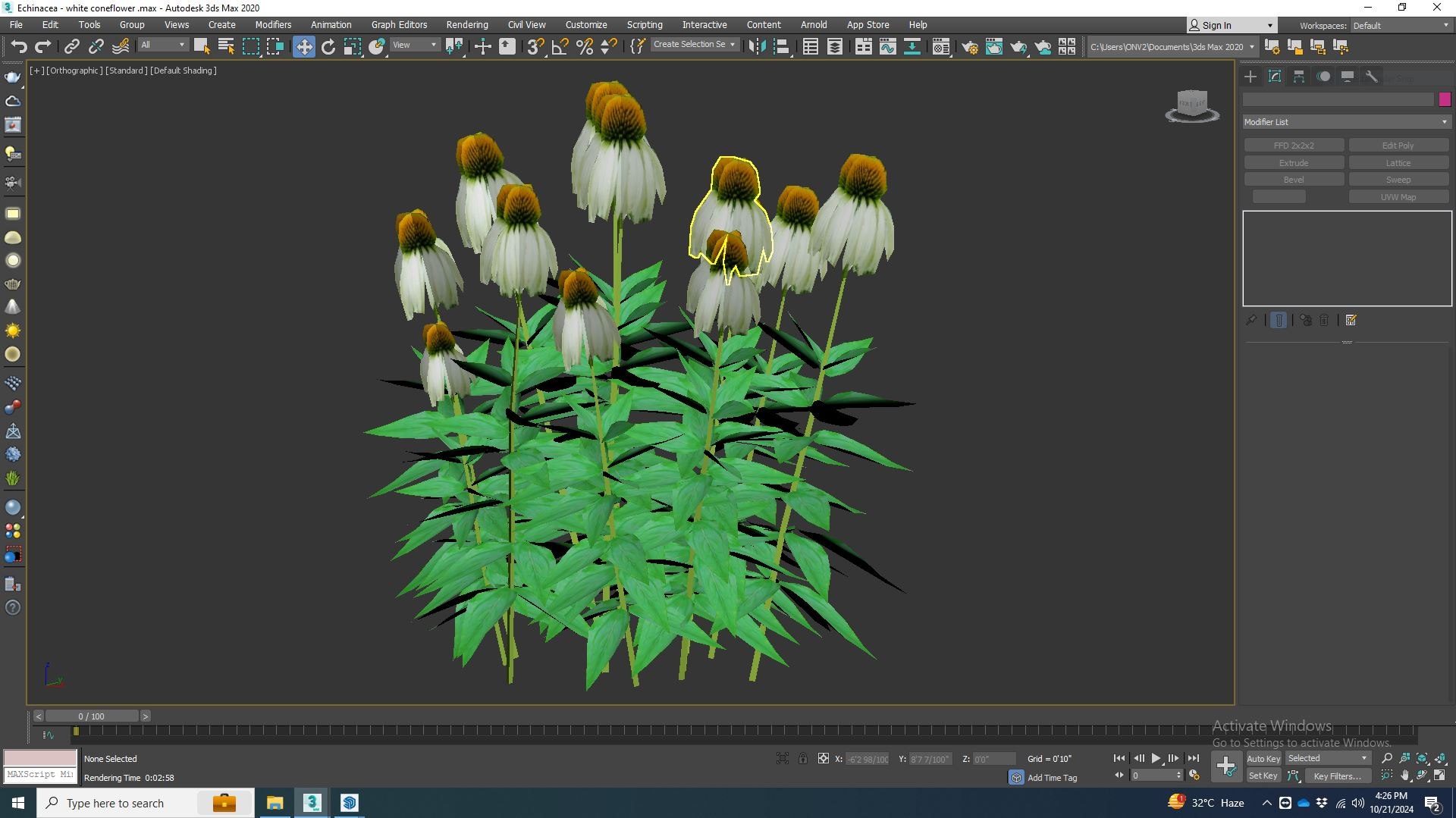 Echinacea - White Coneflower 3D Model - TurboSquid 2295897
