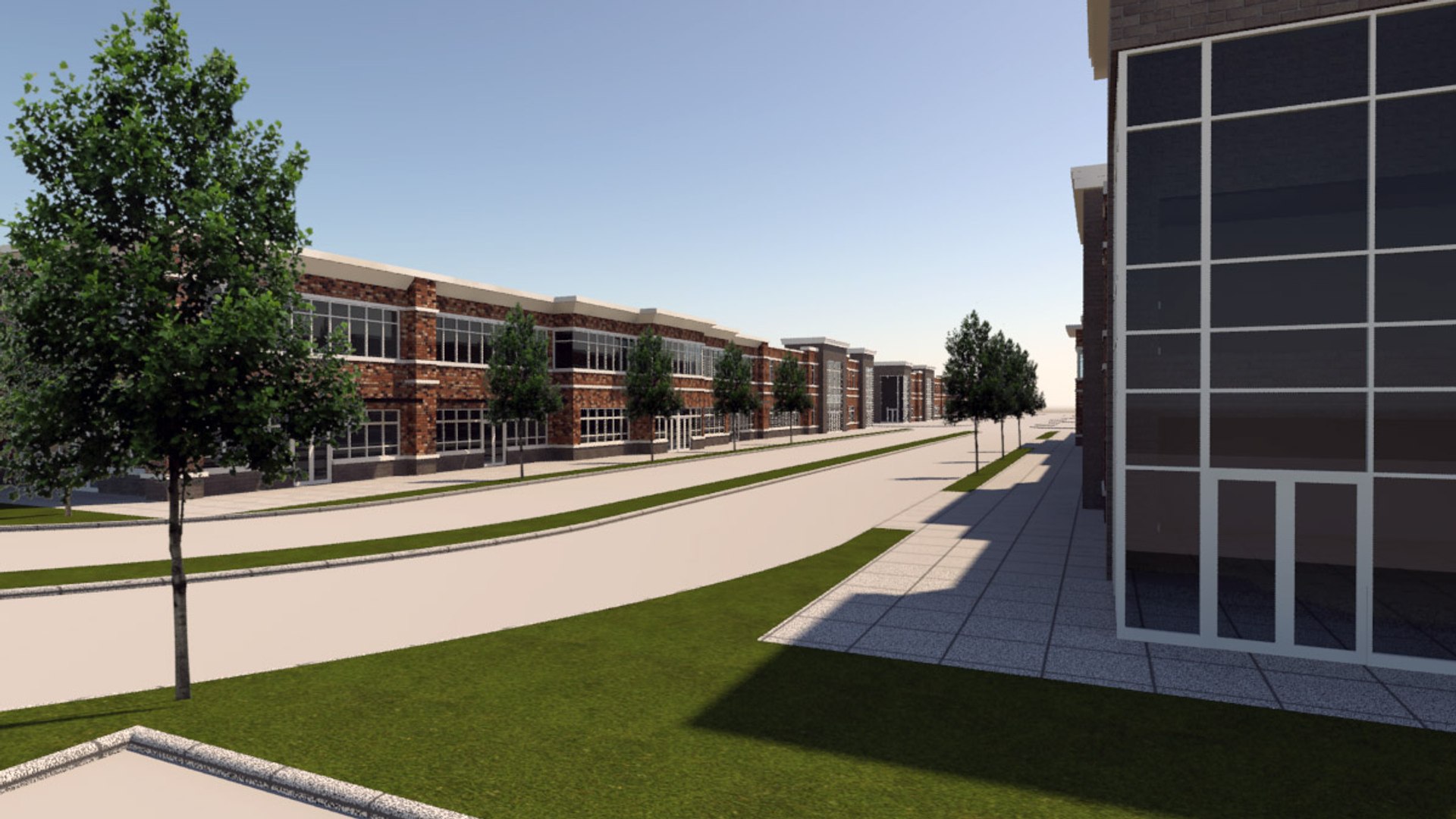 retail building strip 3d model