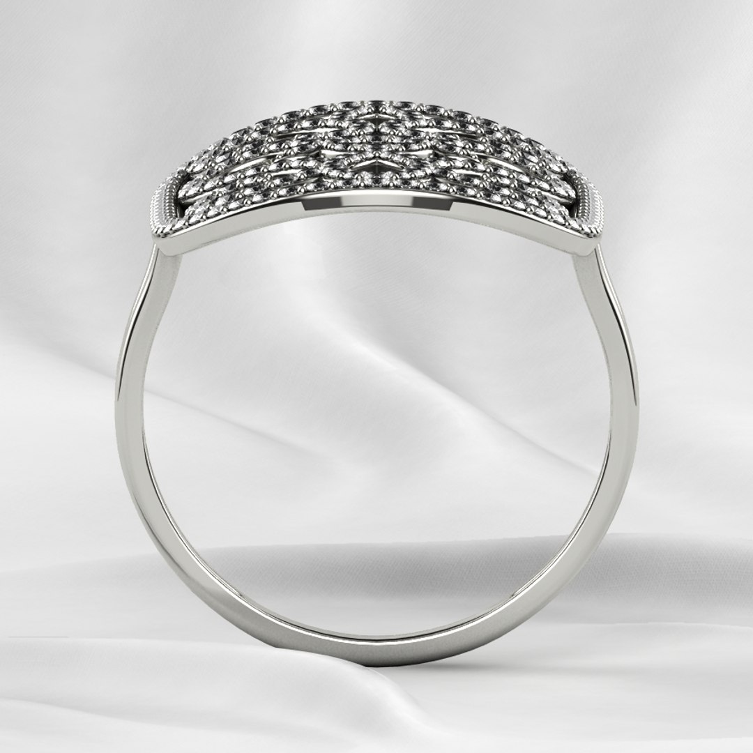 3D Model Flower Pattern Wide Flat Gold Ring - TurboSquid 1890997