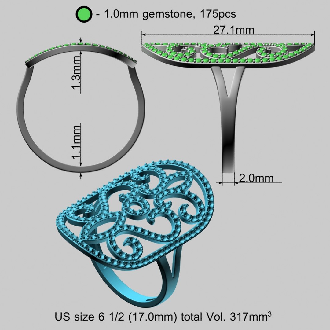 3D Model Flower Pattern Wide Flat Gold Ring - TurboSquid 1890997