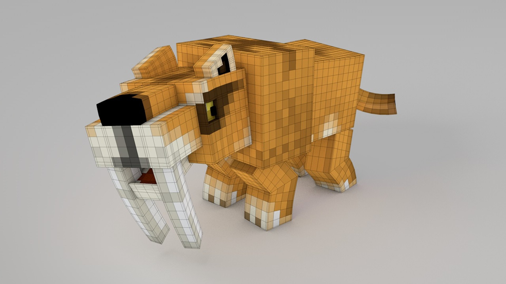 3d Minecraft Tiger Rig Model
