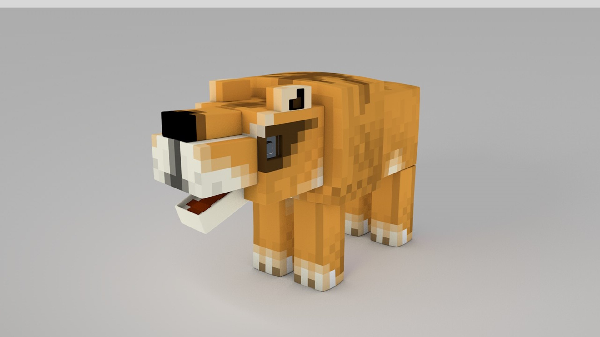 3d Minecraft Tiger Rig Model
