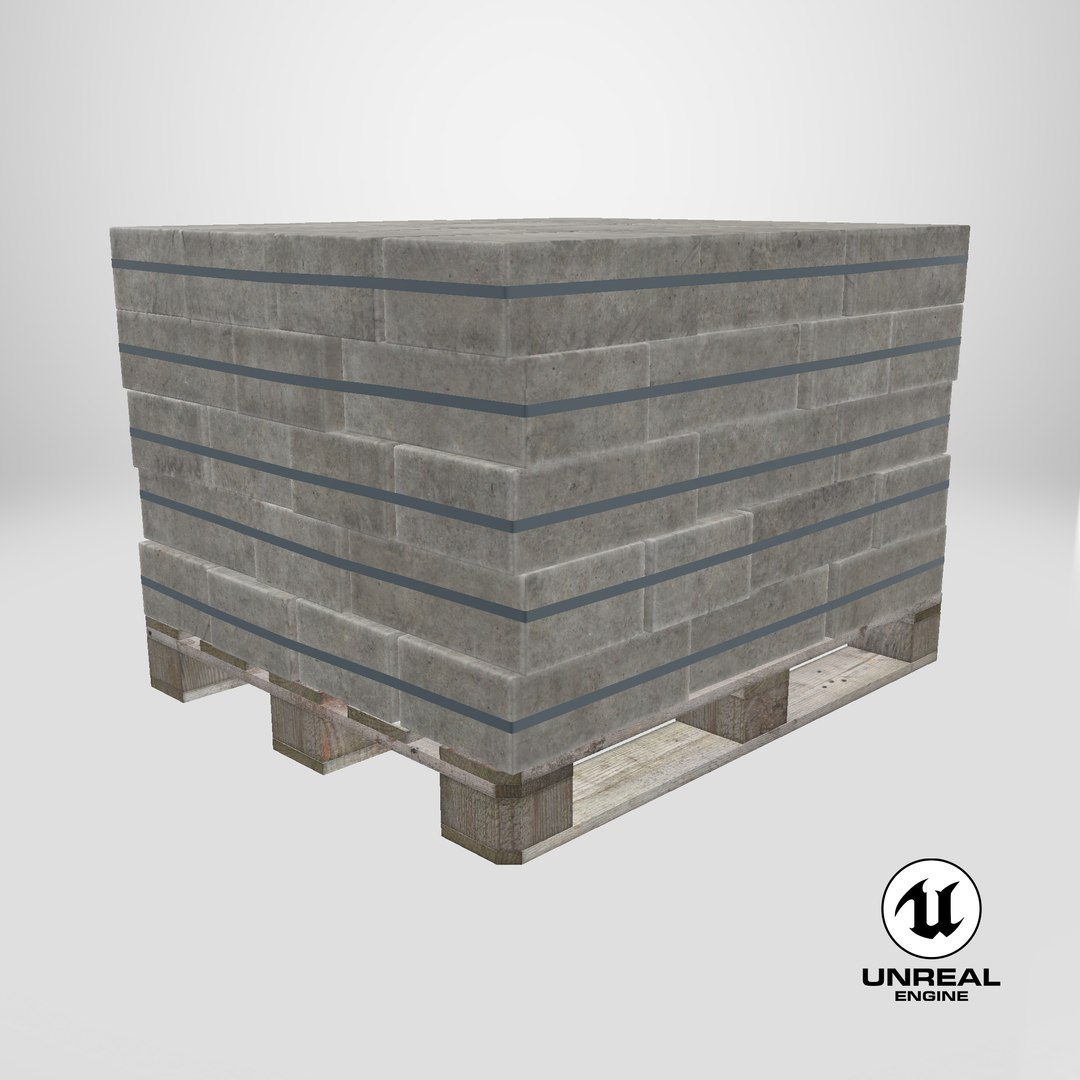 Wooden Pallet With Bricks Stack PBR 01 3D - TurboSquid 2183062