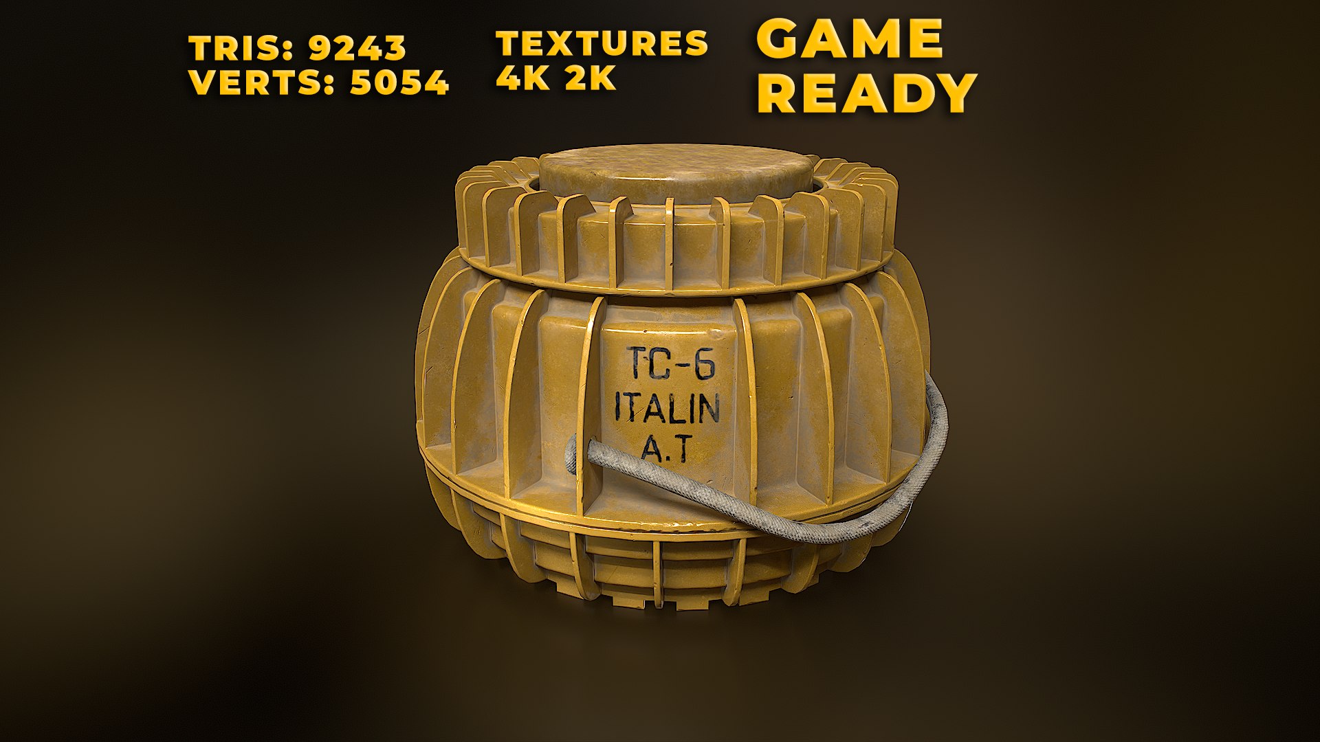 Italian Anti-tank Blast Mine TC-6 Low-poly Model - TurboSquid 2379086