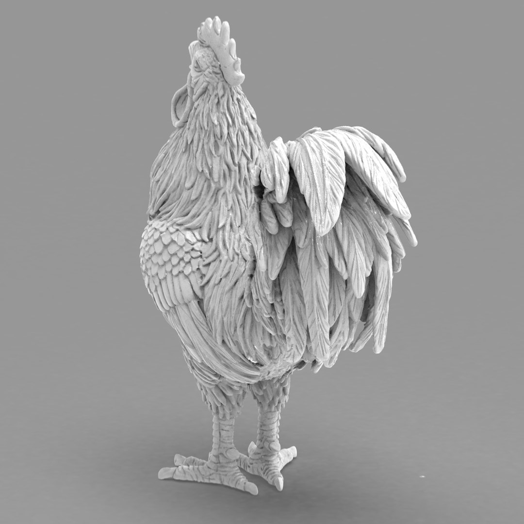 3D Model Ultra Detailed Crowing Rooster Sculpture High Poly 3D Print ...