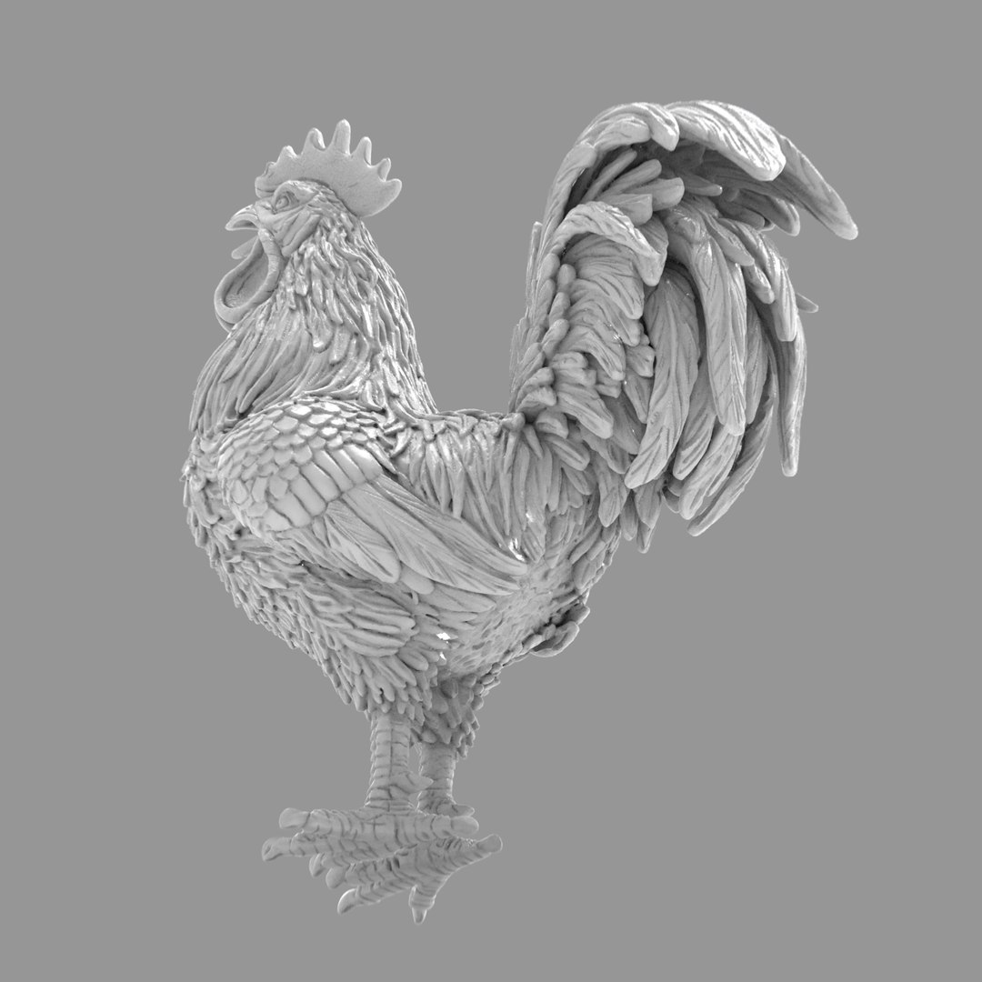 3D Model Ultra Detailed Crowing Rooster Sculpture High Poly 3D Print ...