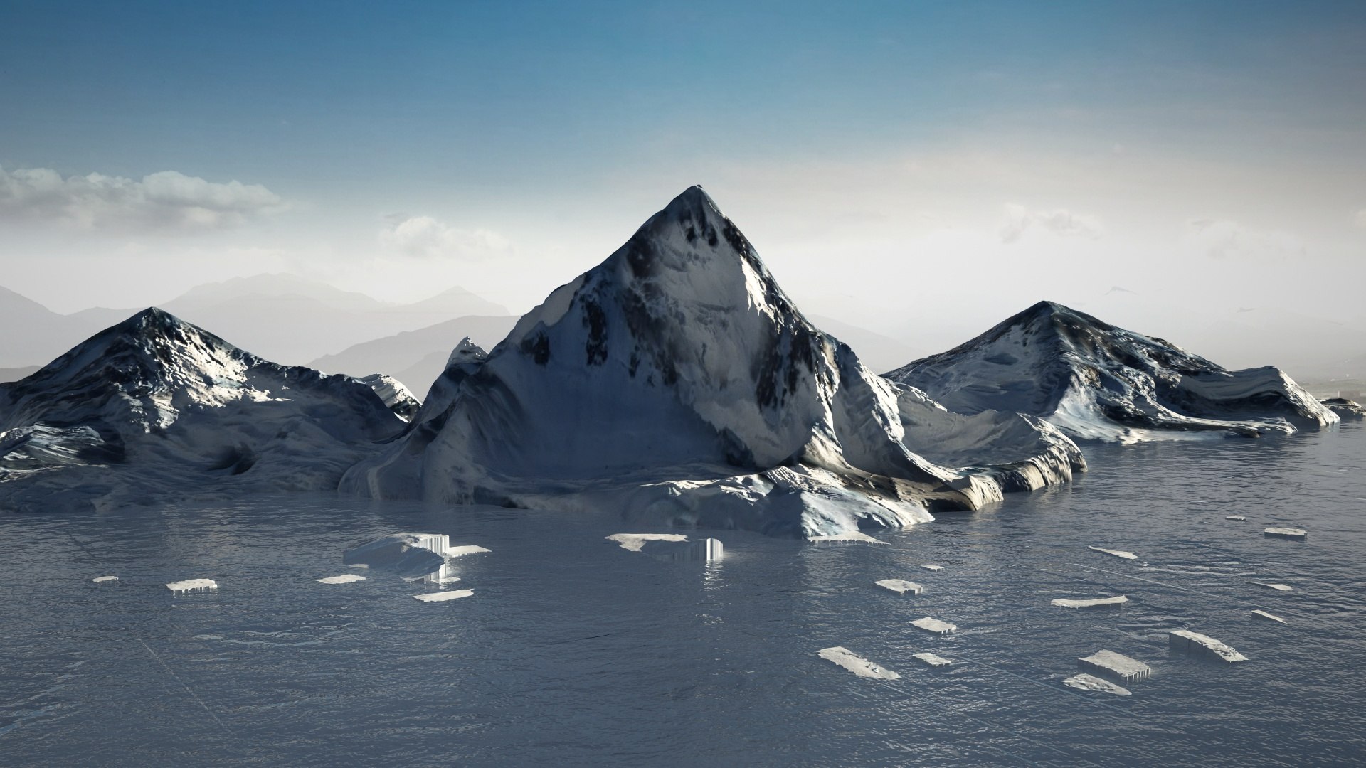 3D Model Icebergs Icescape Snow Ice Polar Pole Ocean Water Sea Arctic ...