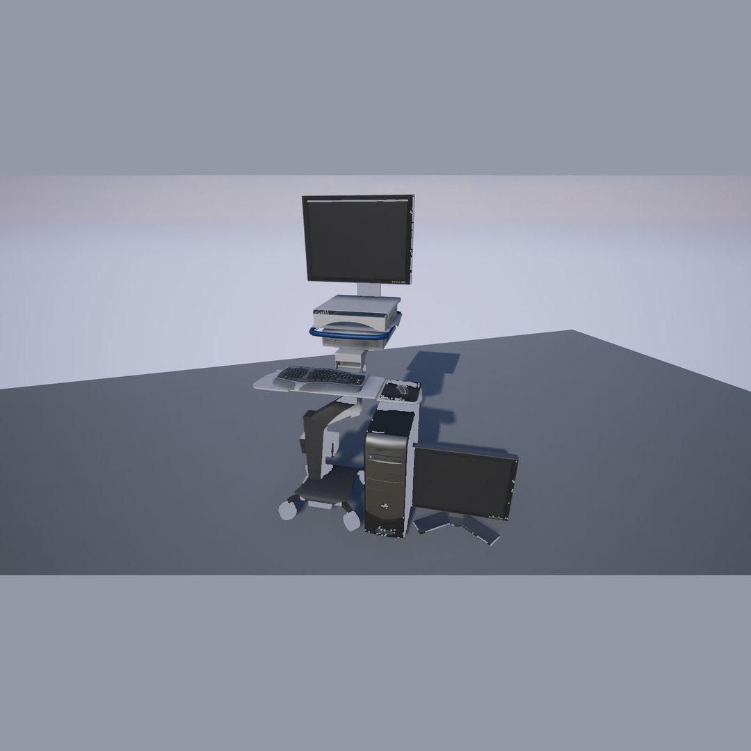 3d hospital computer cart