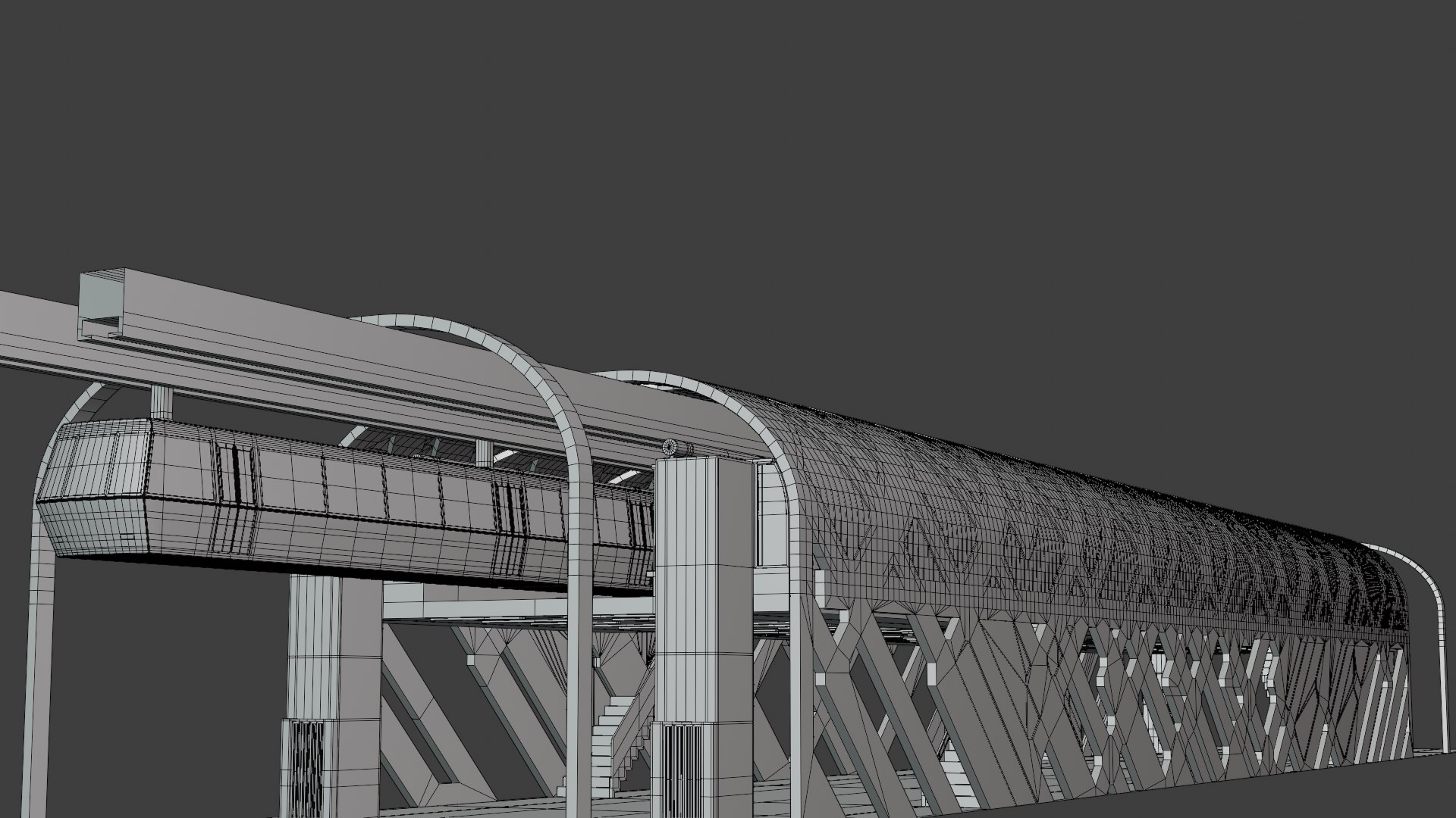 3D Model Elevated Train And Bus Station III - TurboSquid 2209541