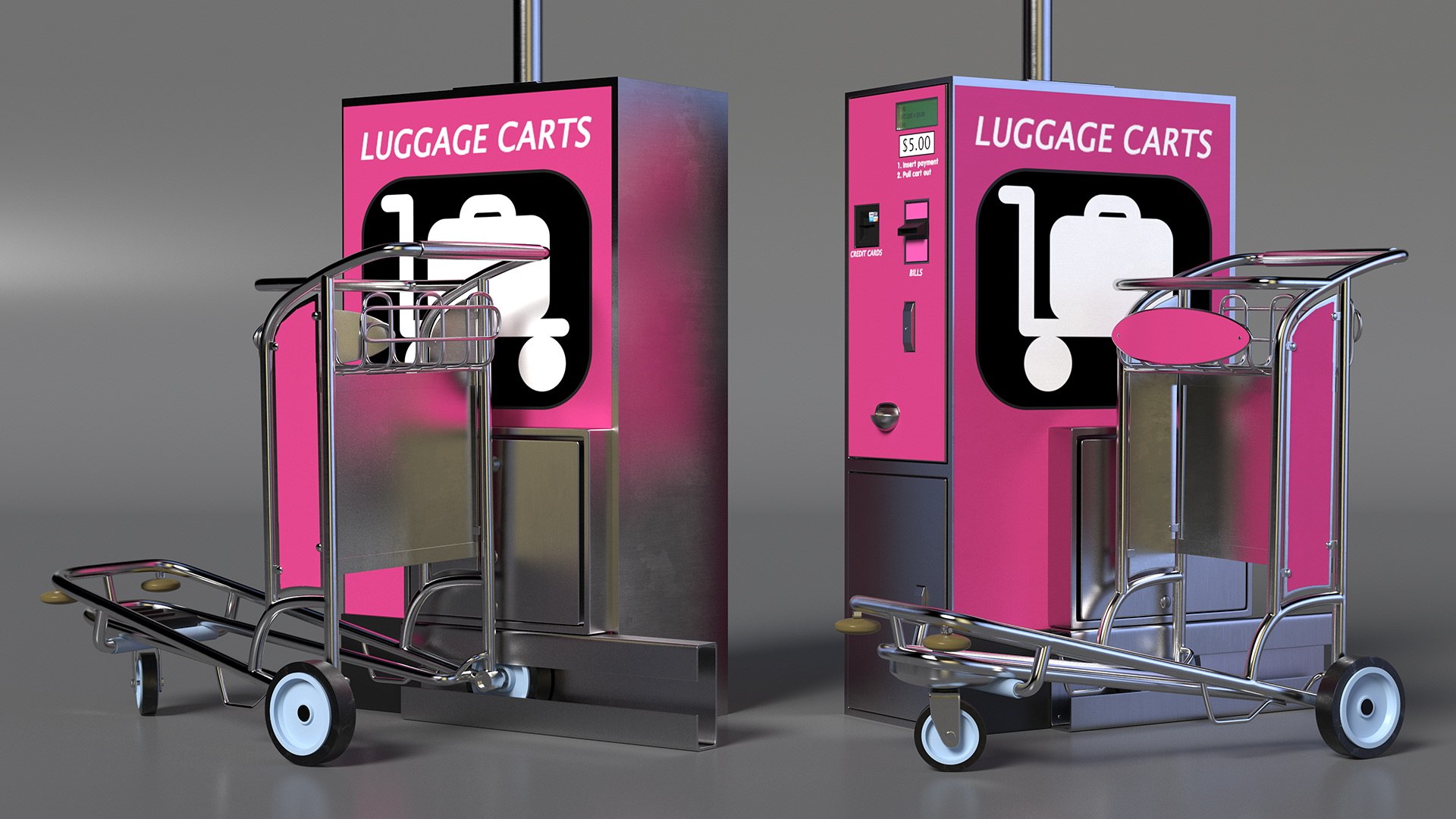 3D model Airport Luggage Carts Management Equipment with Carts ...