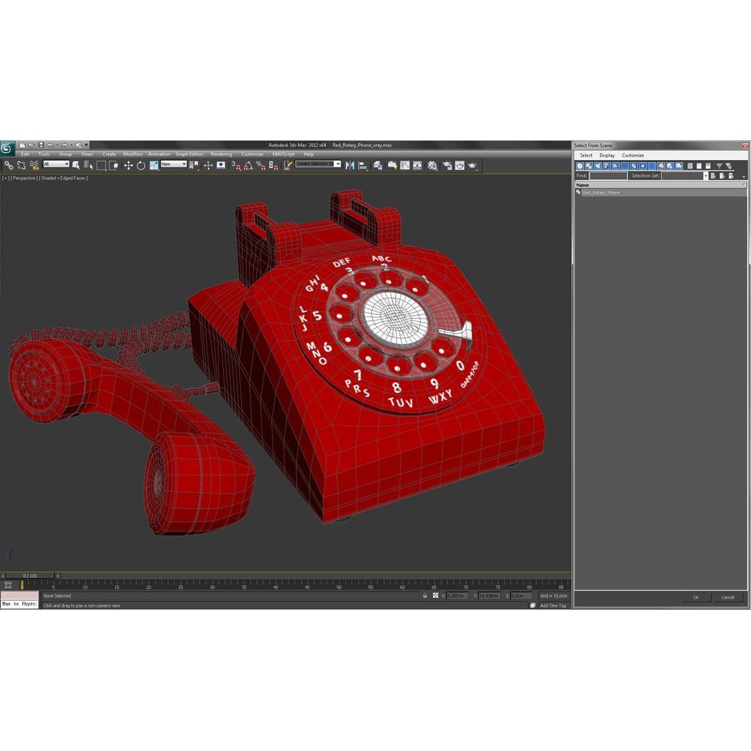 red rotary phone obj