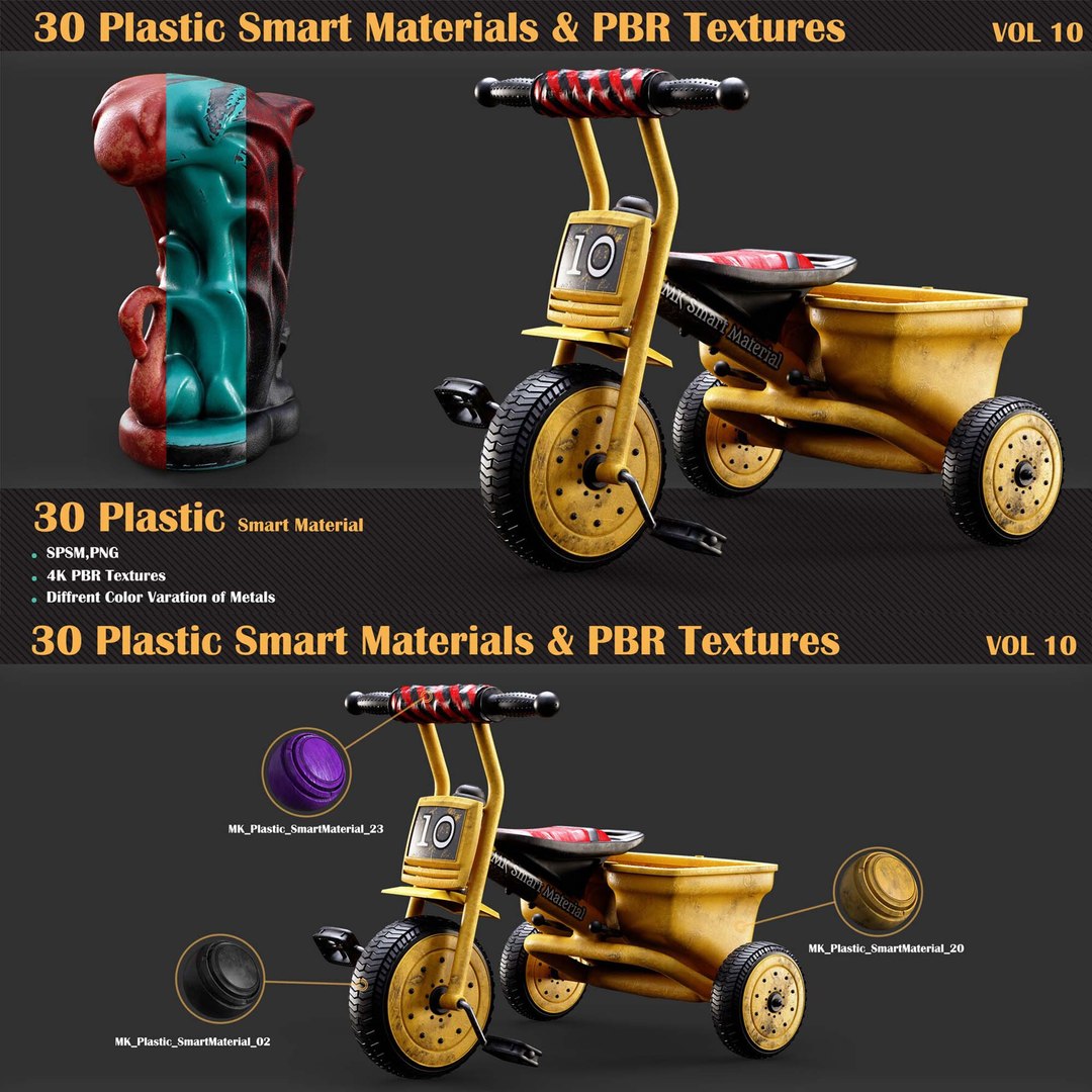 30 Plastic Smart Materials PBR Textures - VOL 10 3D - TurboSquid 2257367